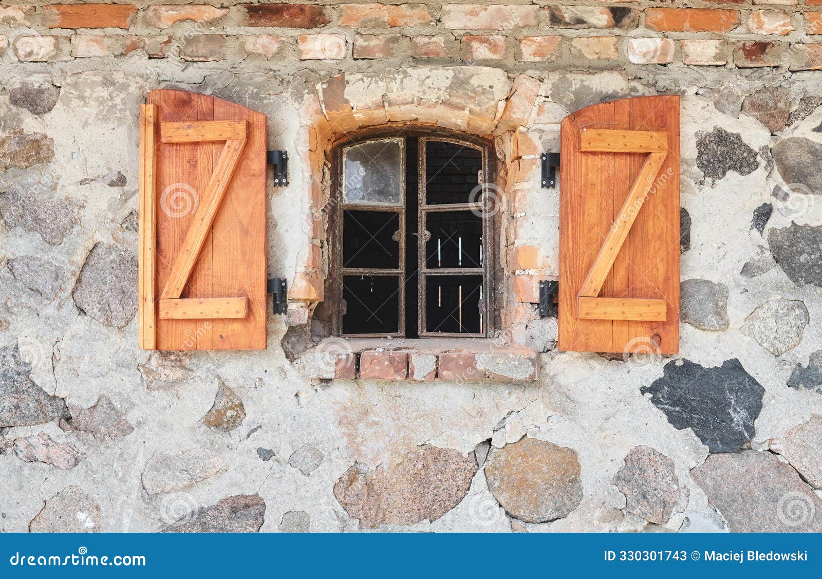An Old Wall with an Open Window Stock Image - Image of home, vintage ...