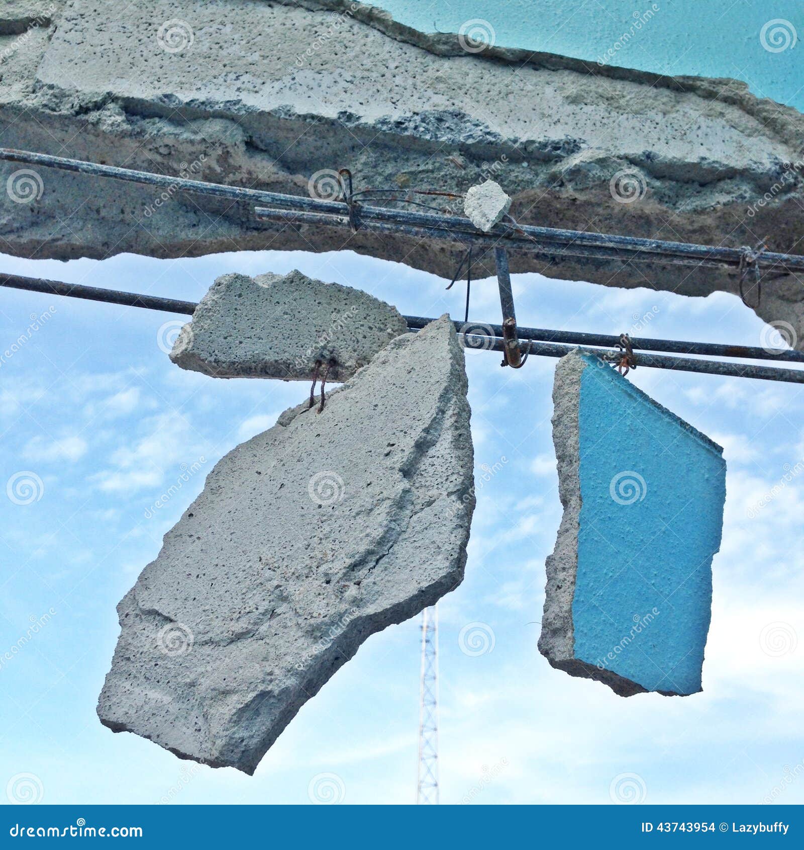 Old Wall with Pieces of Destroyed Cement Concrete Stock Photo - Image ...