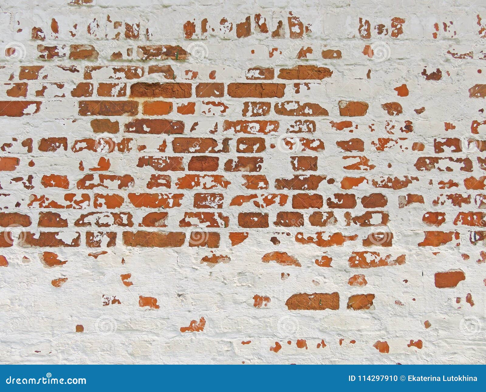 Red, Terracotta and White Brick Background. Old Wall of Red Bricks and ...