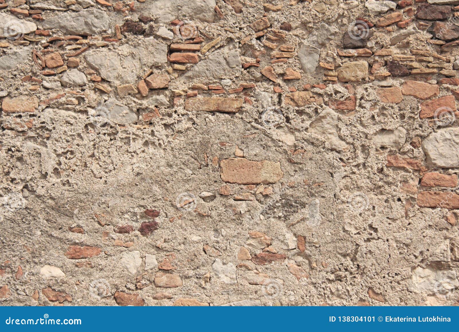 Old Wall of Red Bricks and White Brayed and Cracked Old Paint. Red ...