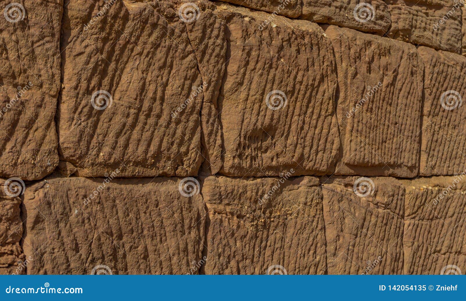 Old Wall of a Ruin, Built of Blocks of Sandstone, with Many Diagonal ...