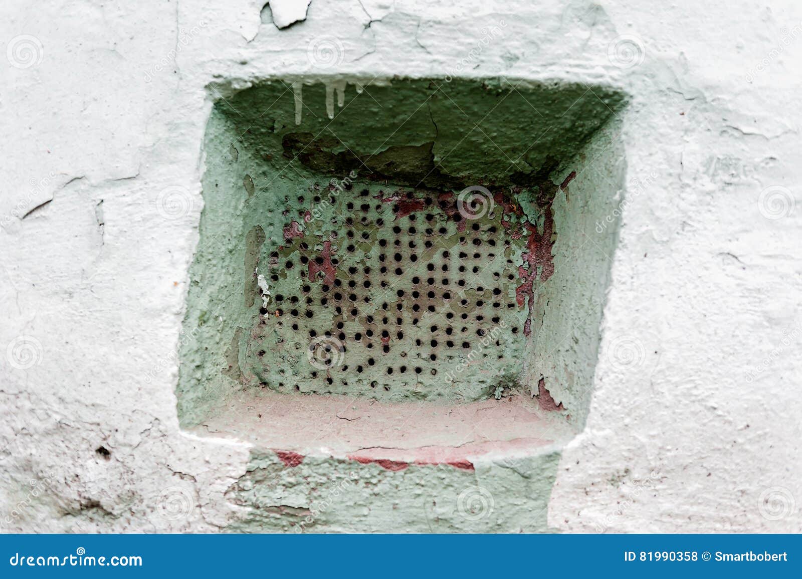Old Wall Rusty Ventilation Grate with Small Holes Stock Photo - Image ...