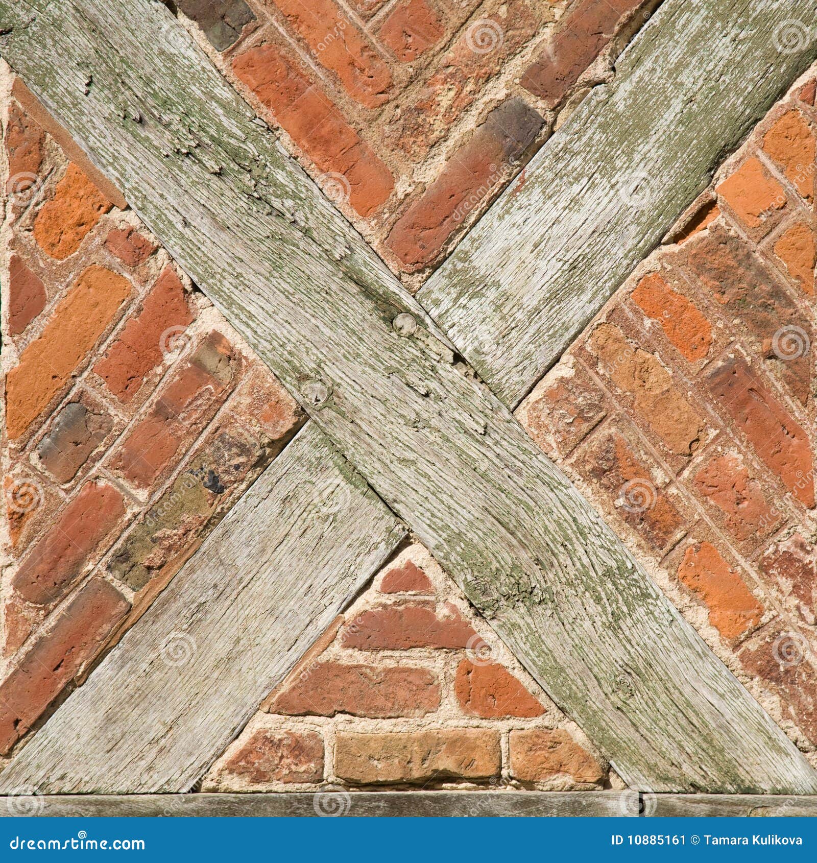 Old Wall with X-shaped Beams Stock Image - Image of wall, brick: 10885161