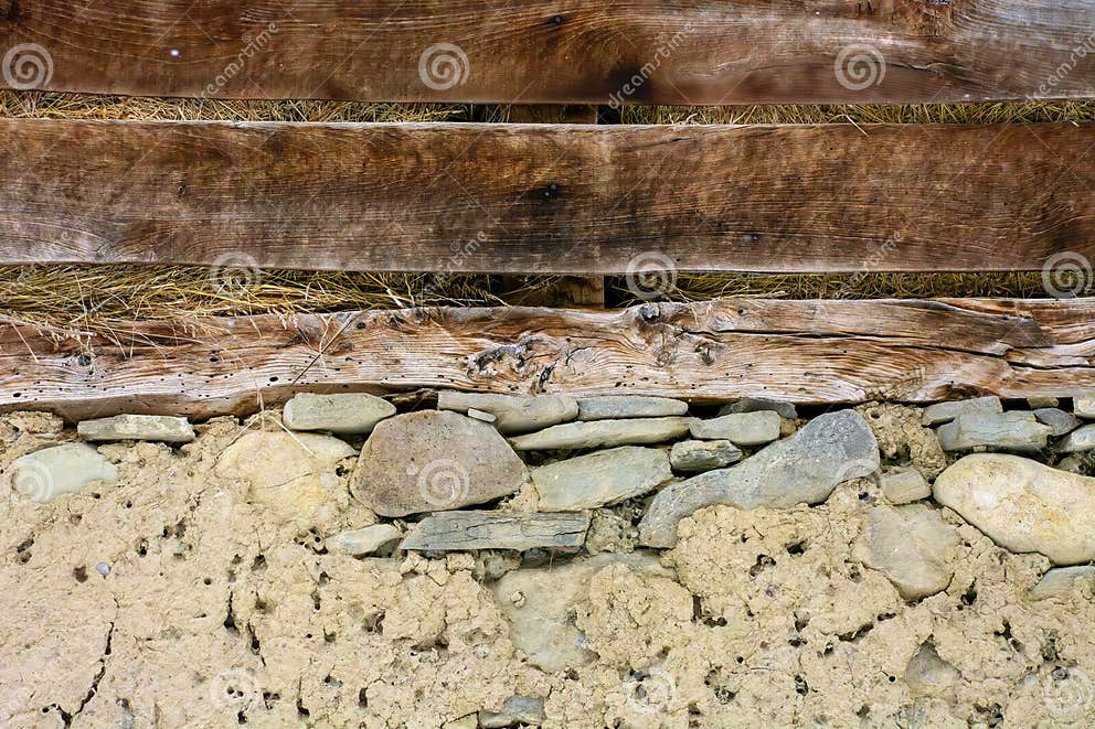Old wall of stone and mud stock photo. Image of brickwork - 355849252