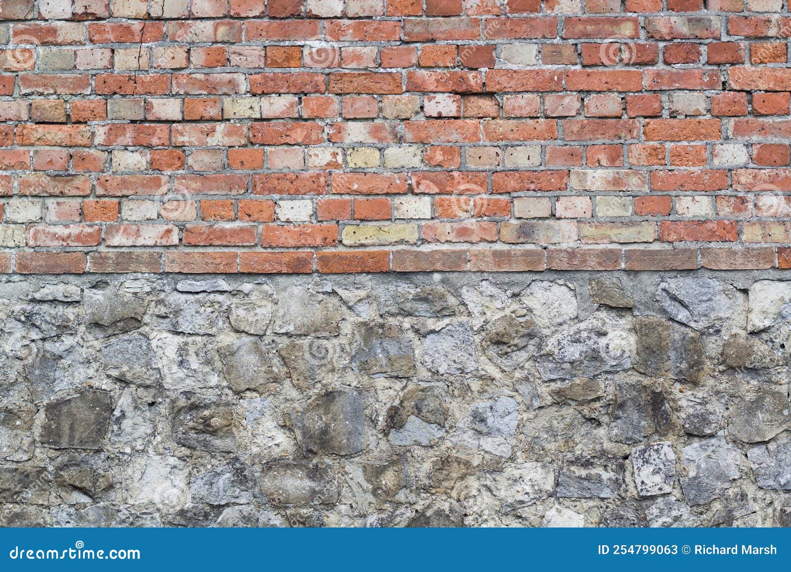 Old Wall Half Brick and Half Stone Stock Image - Image of architecture ...