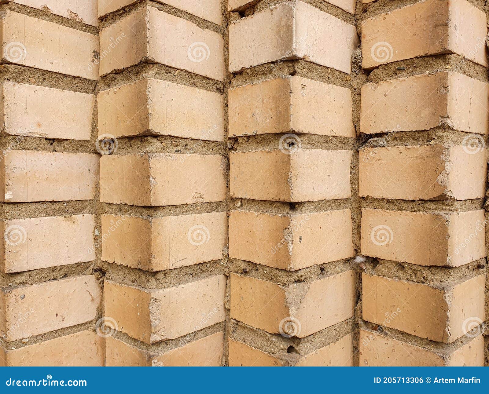 An Old Wall with Unusual Brickwork. Stock Photo - Image of background ...