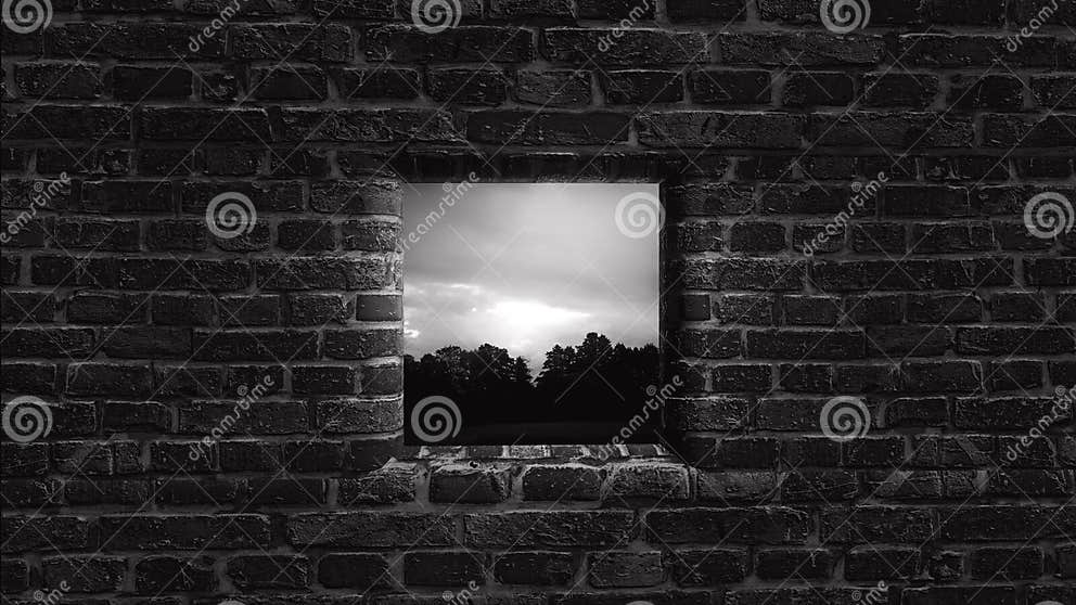 Old Wall with Window. Behind the Wall a Bright Future Stock Photo ...