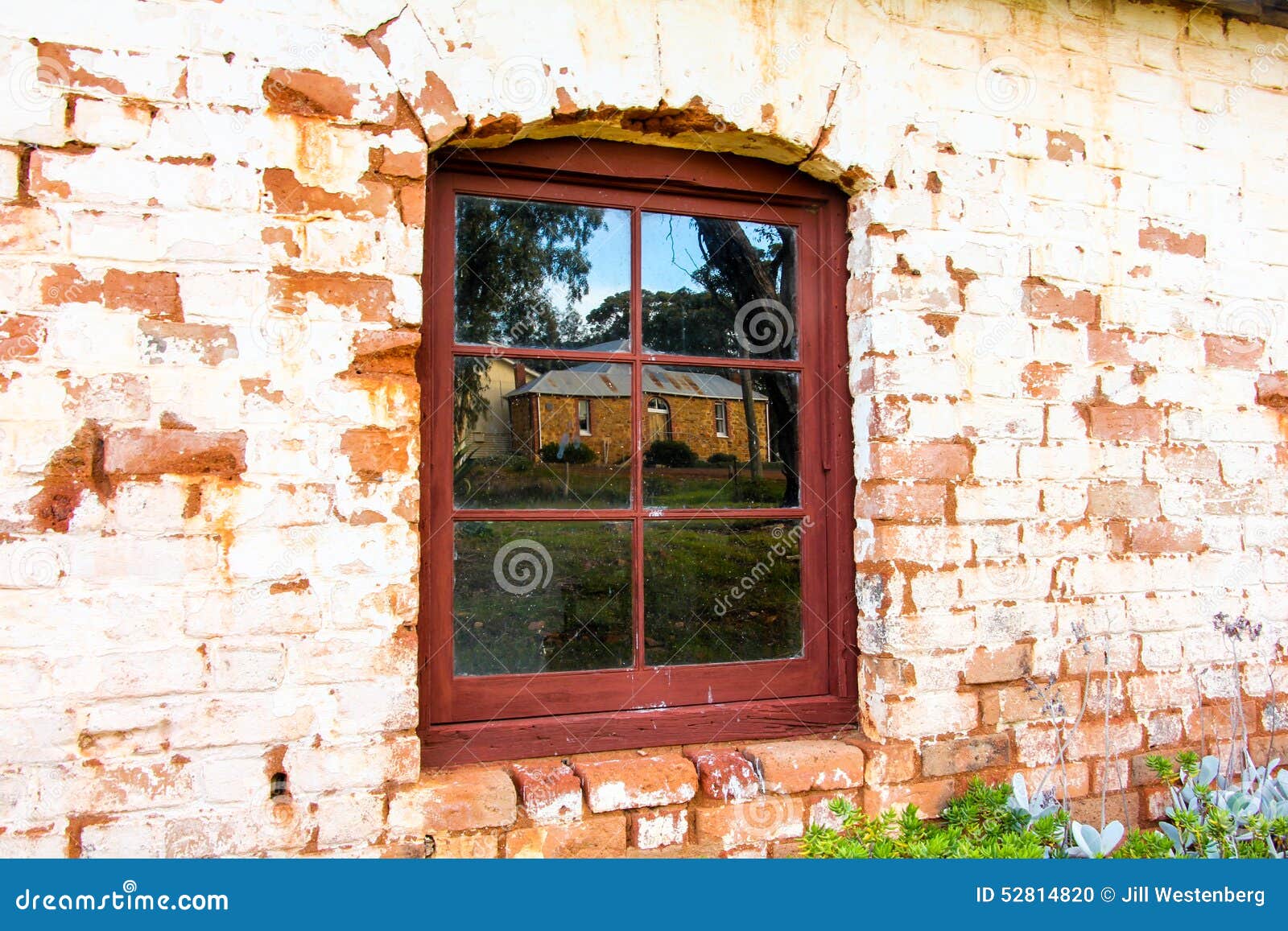 Old Wall, Windows and Reflection Stock Photo - Image of wall, bricks ...