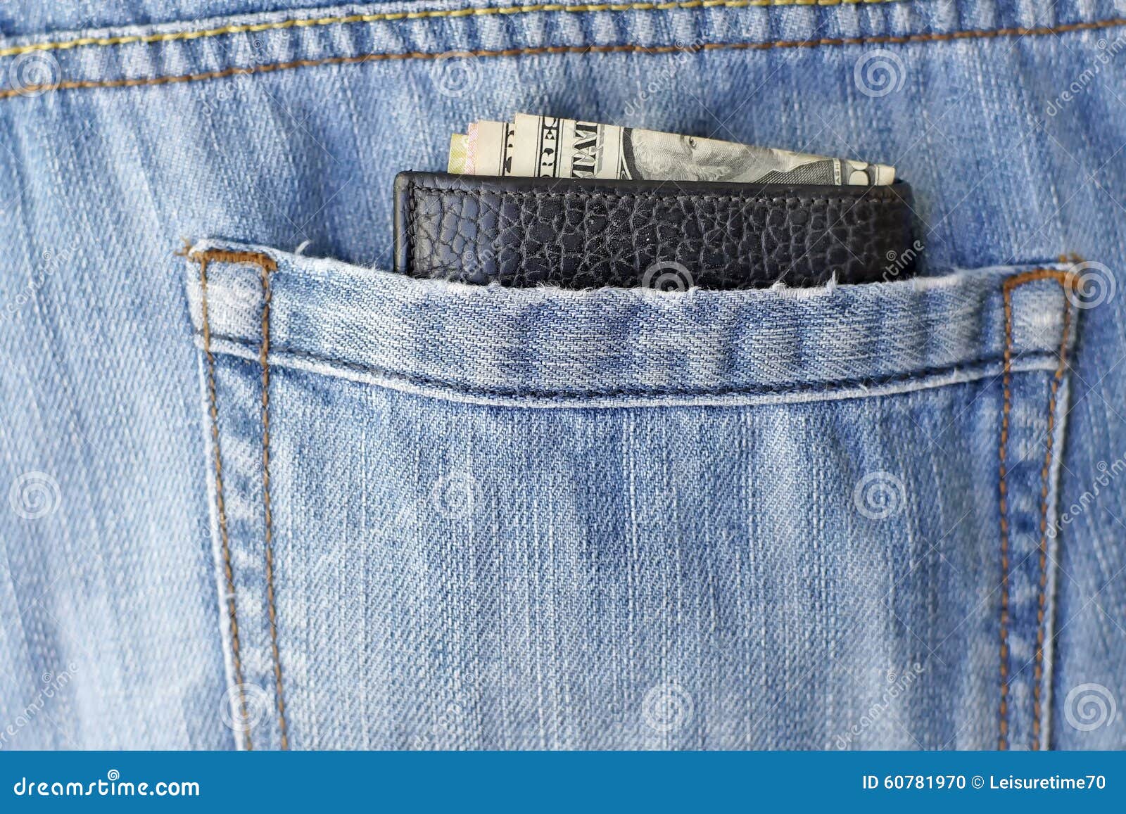 Old Wallet in Back Pocket Jeans Stock Photo - Image of finance, casual ...