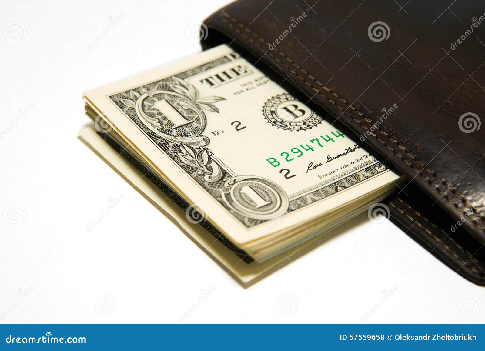Old Wallet with Banknotes of US Dollars Inside Stock Photo - Image of ...