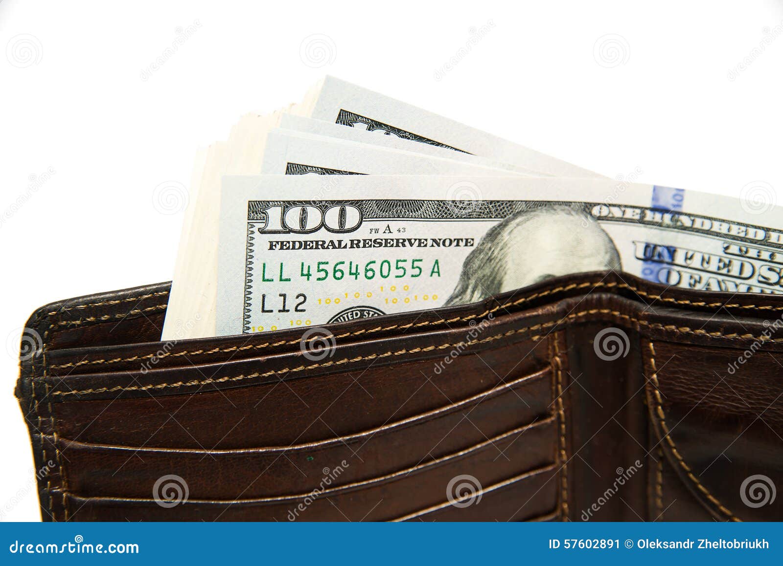 Old Wallet with Banknotes of US Dollars Inside Stock Image - Image of ...
