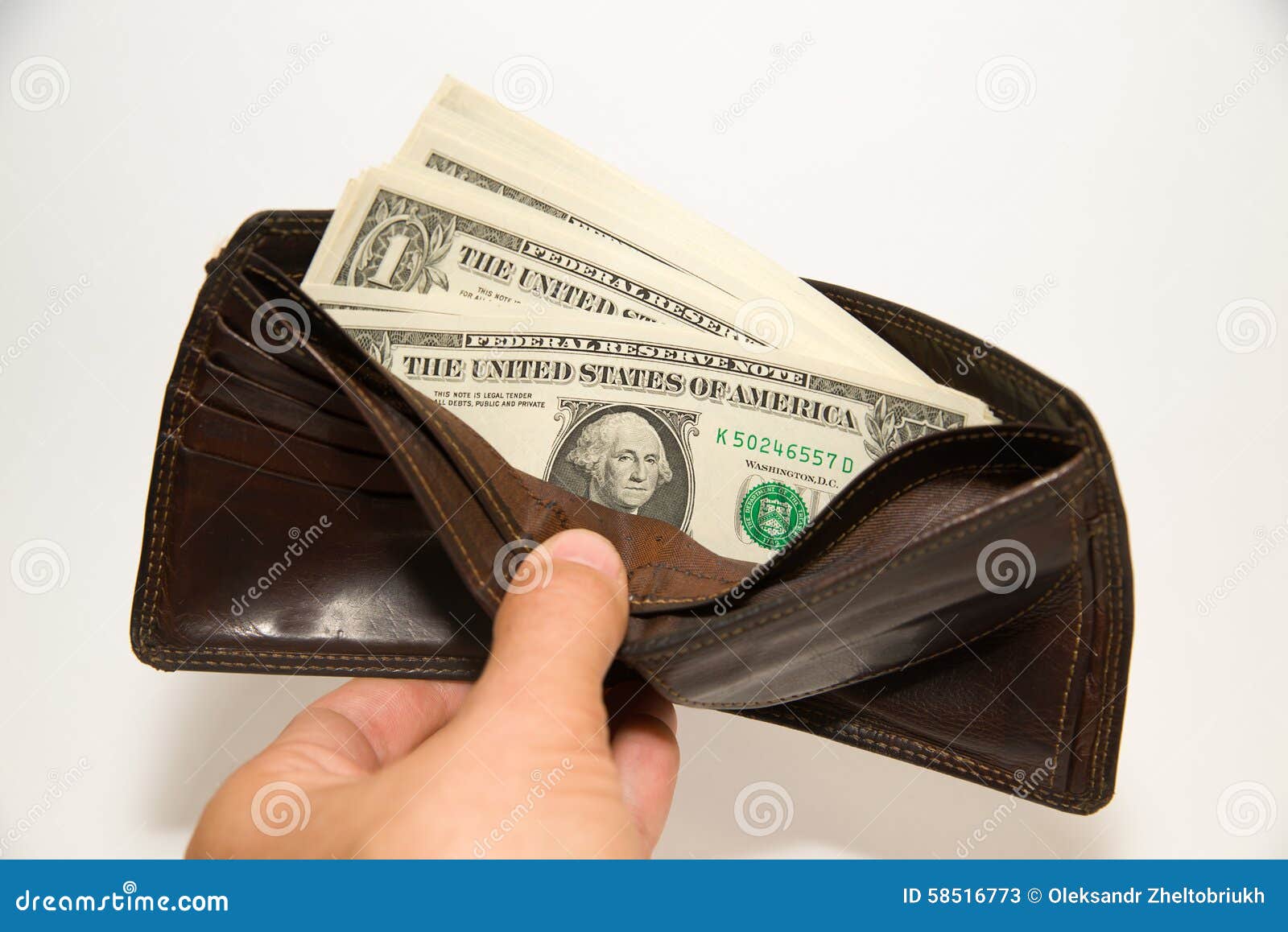 Old Wallet with Banknotes of US Dollars Inside Stock Image - Image of ...