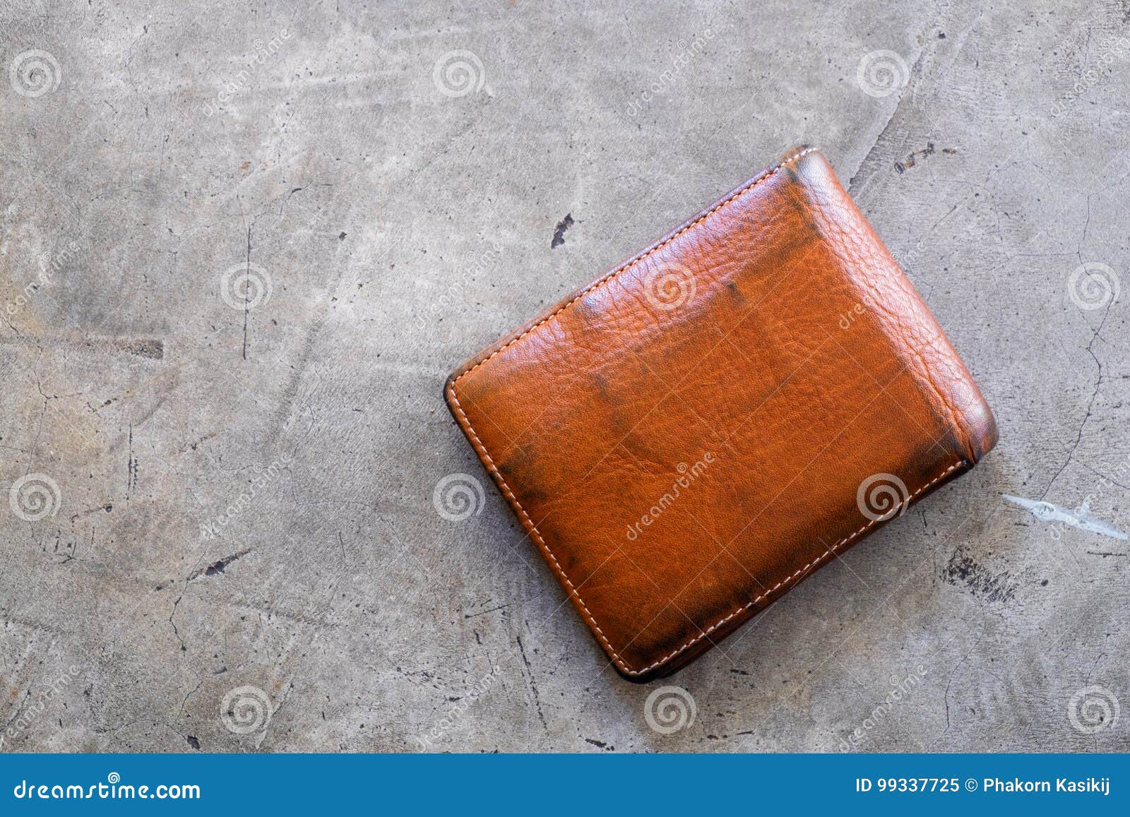 Old Wallet Texture on Concrete Floor Background. Empty Purse Wit Stock ...