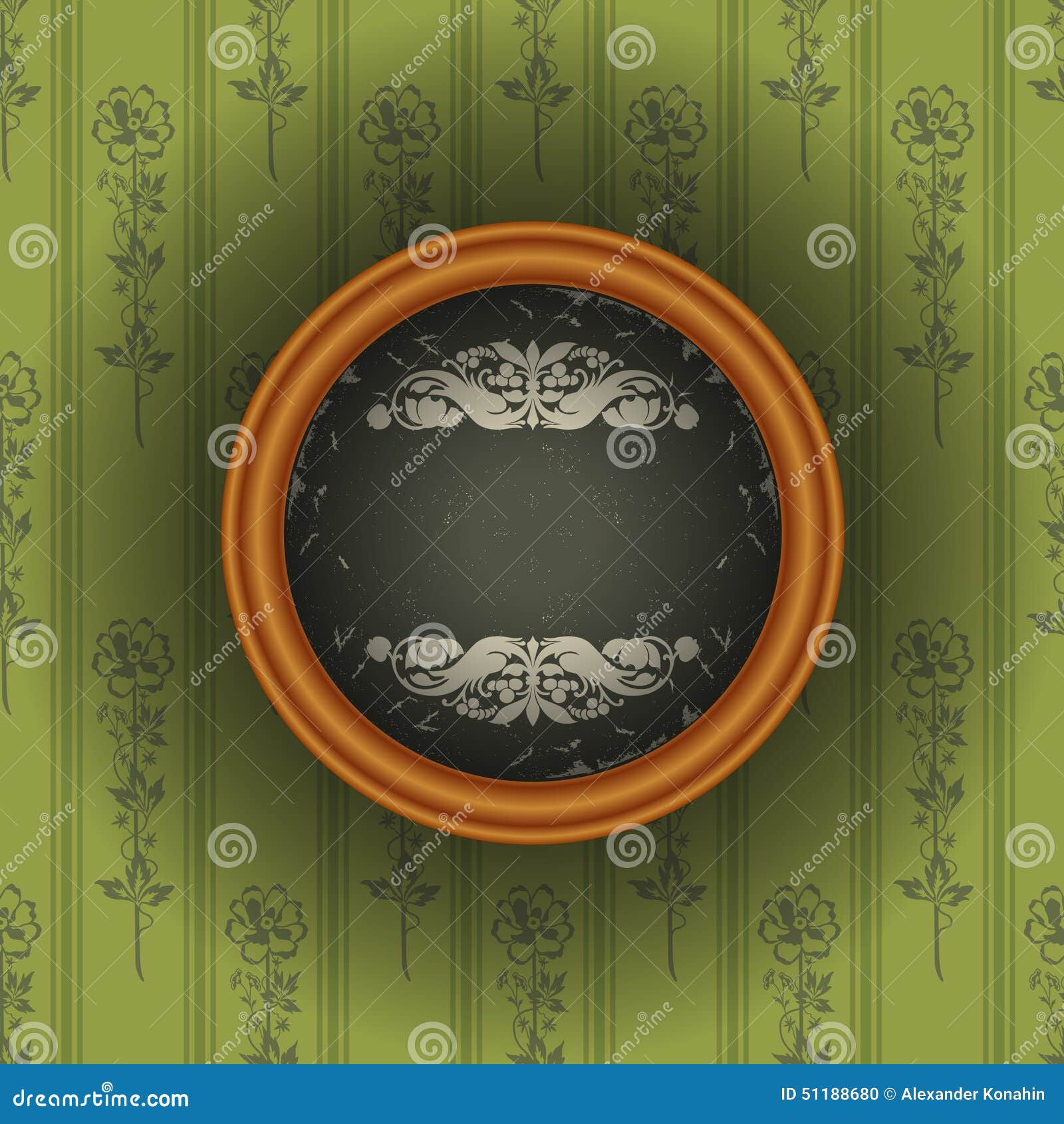 Old Wallpaper with Vintage Frame Stock Vector - Illustration of elegant ...