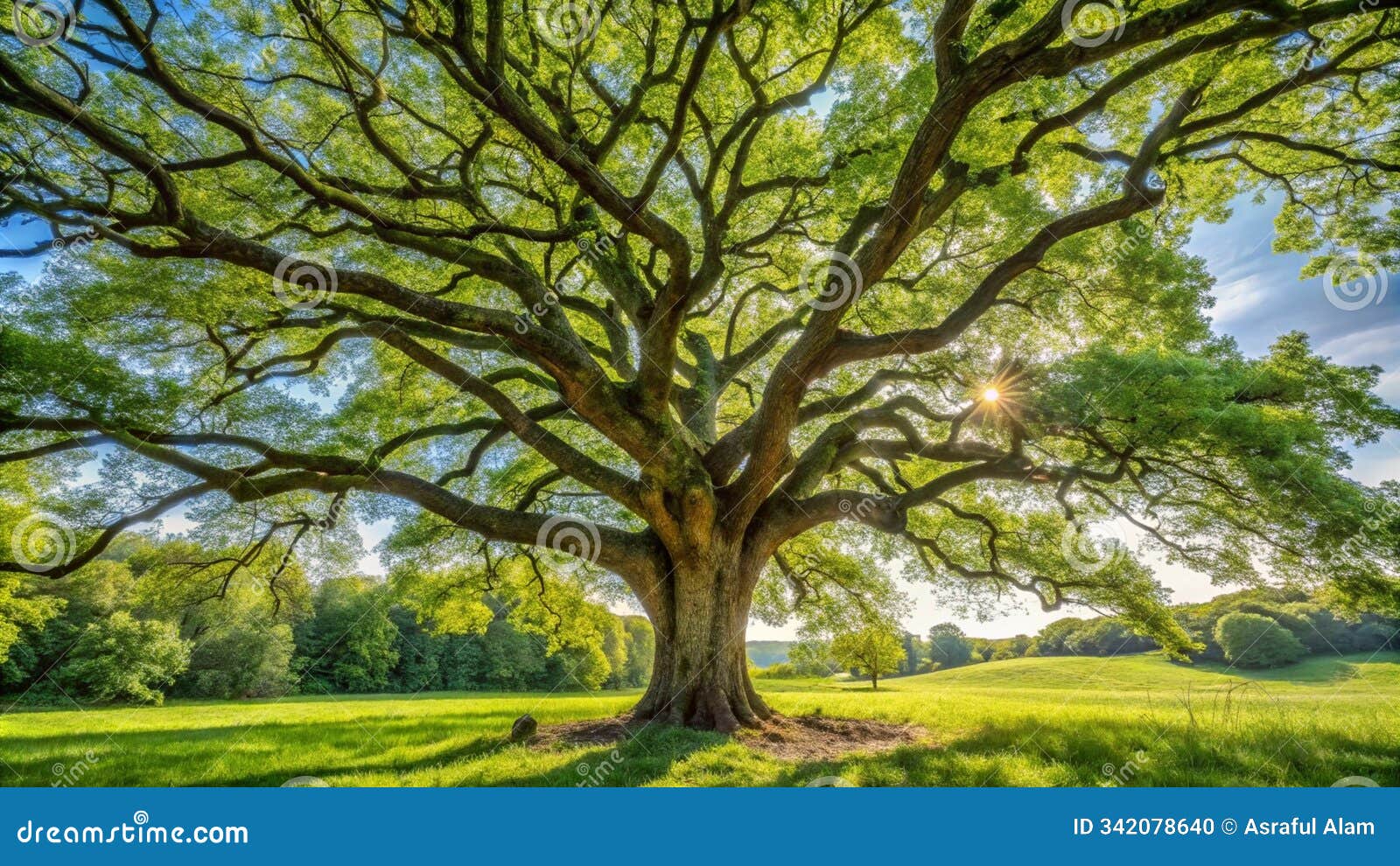 An Old Walnut Tree with Deep Grooves in Its Bark and Low, Twisted ...