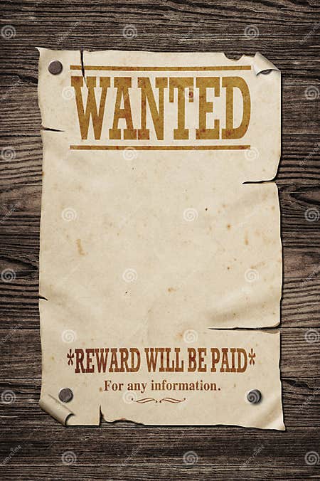 Old wanted sign. stock image. Image of thumbtack, tack - 15229981