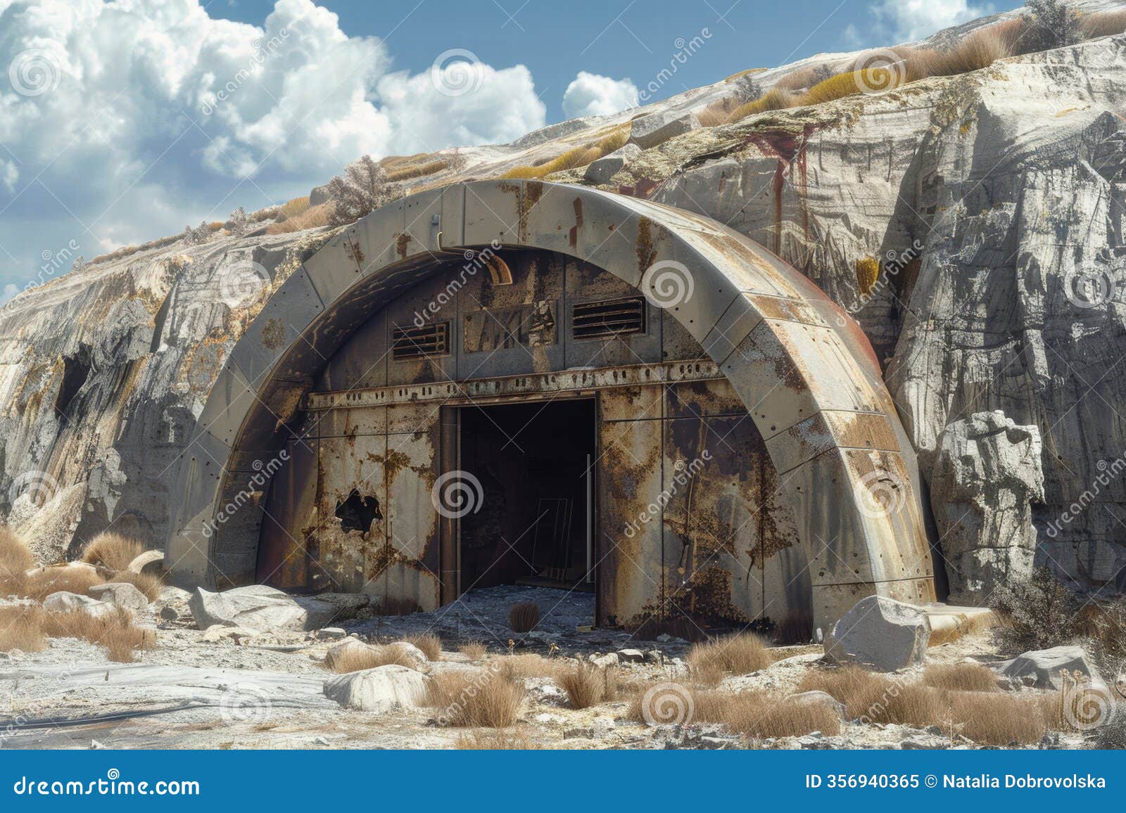 Old War Bunker With Crumbling Concrete Walls And Concealed Defense ...