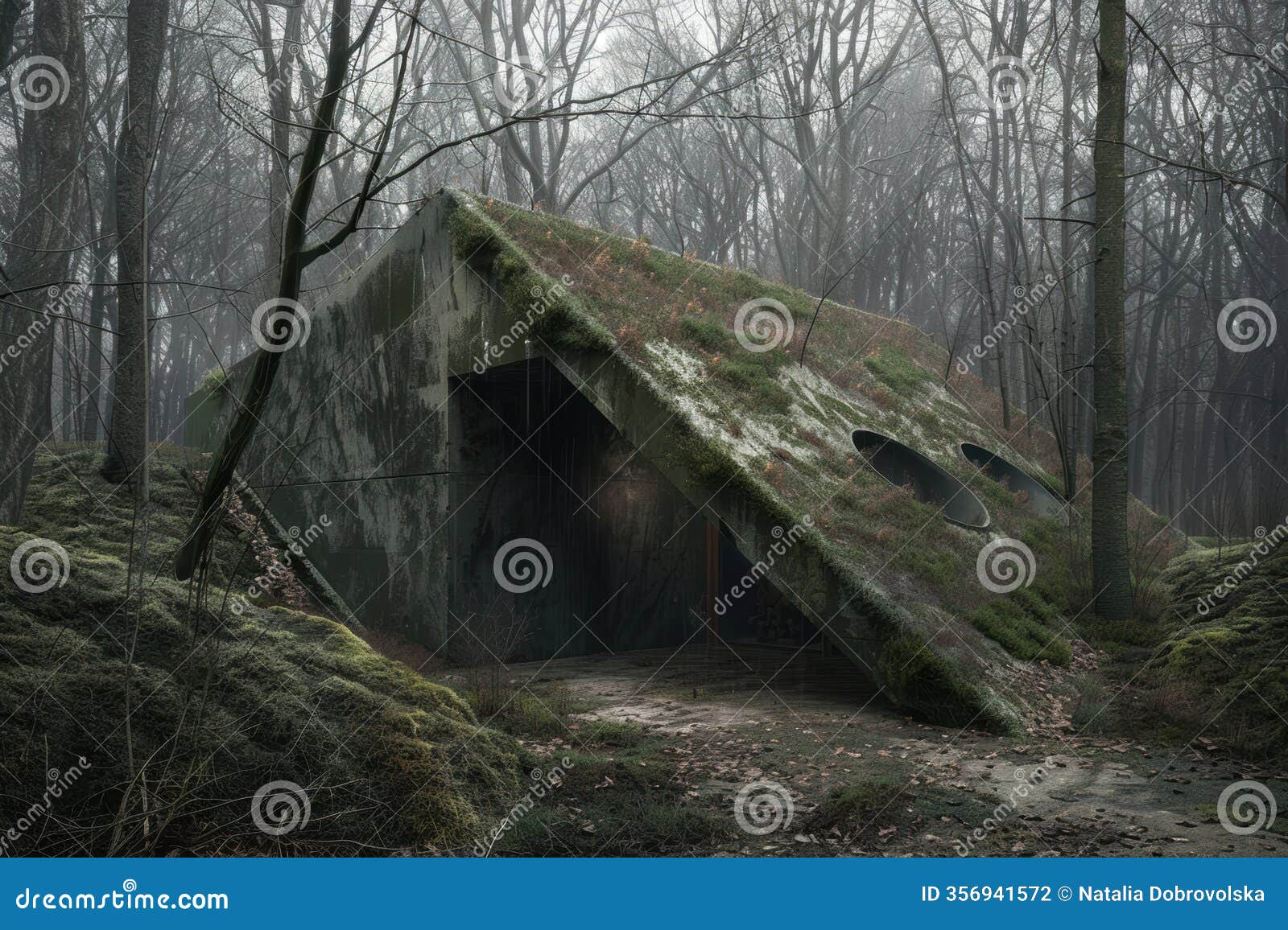 Old War Bunker With Crumbling Concrete Walls And Concealed Defense ...