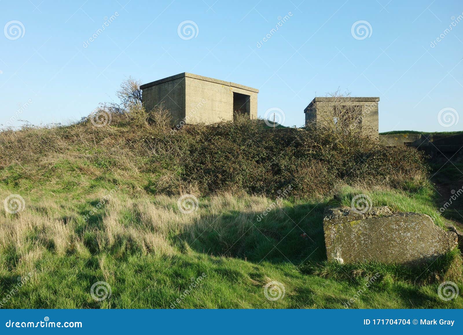 Old War Bunkers stock photo. Image of field, history - 171704704