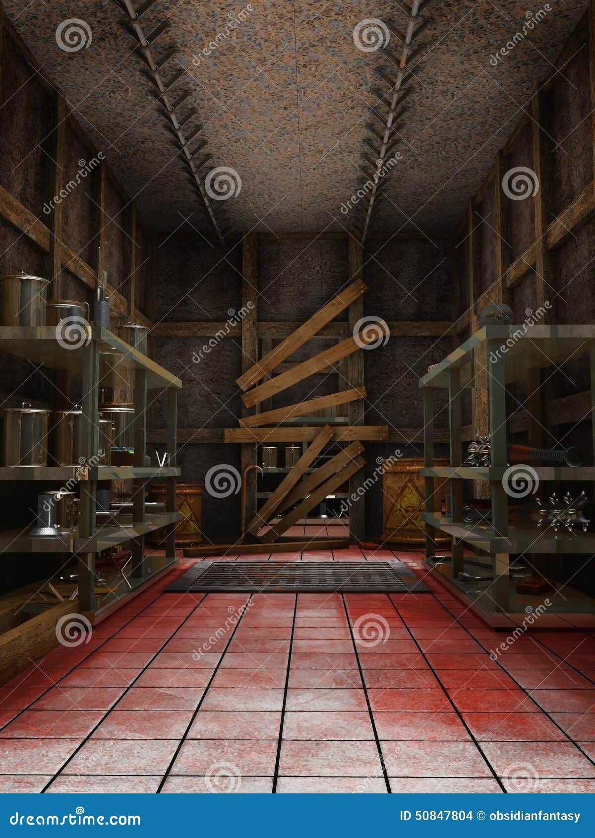 Old warehouse with blood stock illustration. Illustration of horror ...
