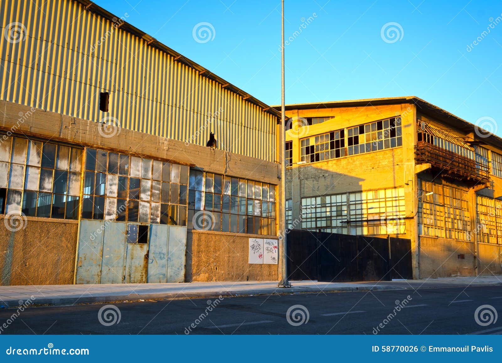 Old warehouse buildings stock photo. Image of athens - 58770026