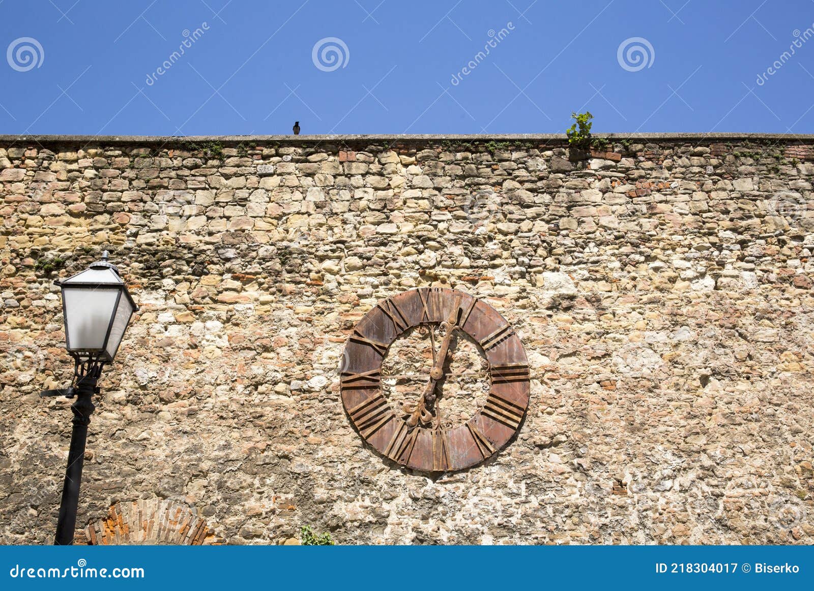 Old watch on the wall stock image. Image of time, craft - 218304017