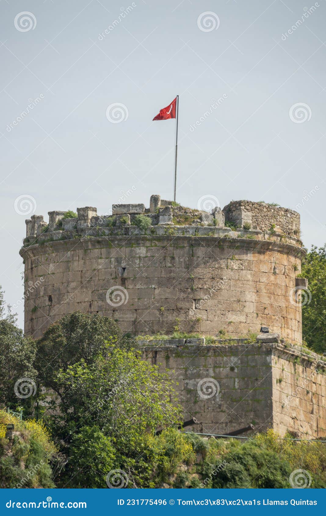 Old Watchtower on the Mediterranean Coast of Antalya Stock Photo ...