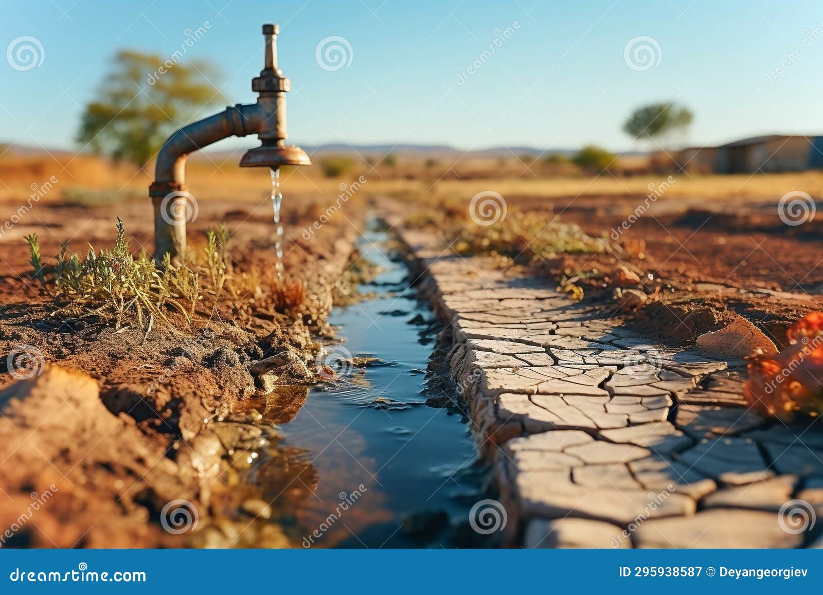 Old Water Faucet. Drought Concept Stock Illustration - Illustration of ...