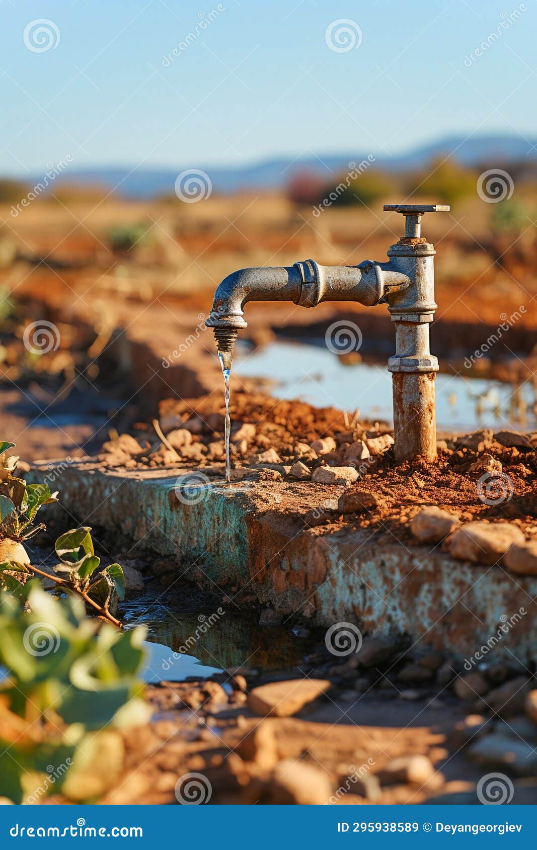 Old Water Faucet. Drought Concept Stock Illustration - Illustration of ...