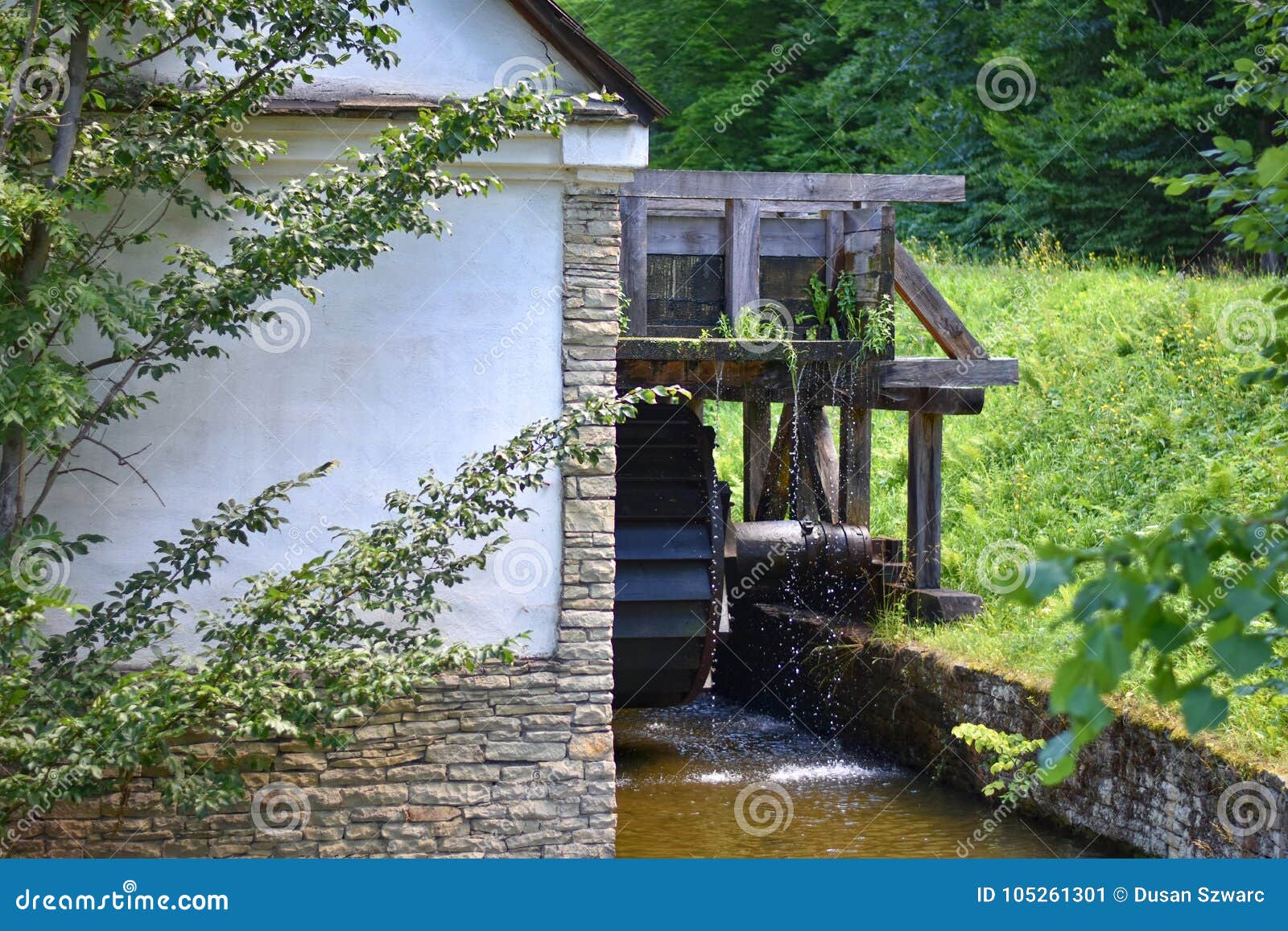 Old water mill stock image. Image of watermill, wooden - 105261301