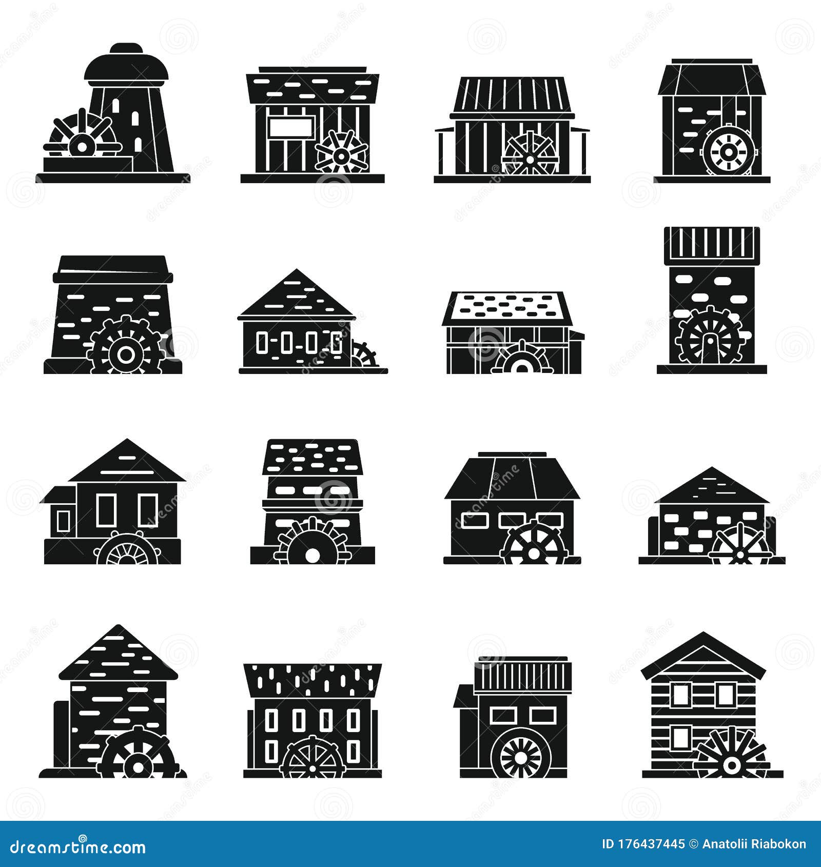 100 Mill Icons Set, Simple Style Vector Illustration | CartoonDealer ...
