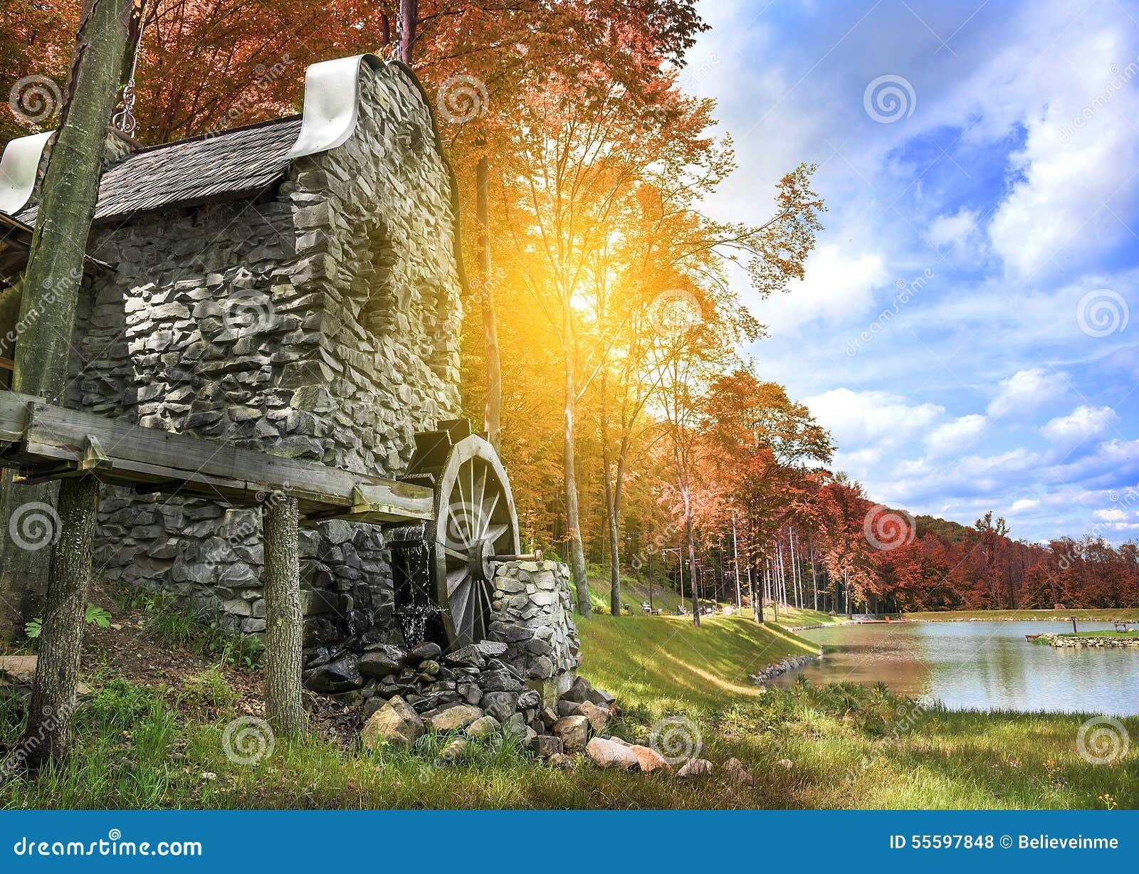Old water mill stock photo. Image of parkway, oldfashioned - 55597848