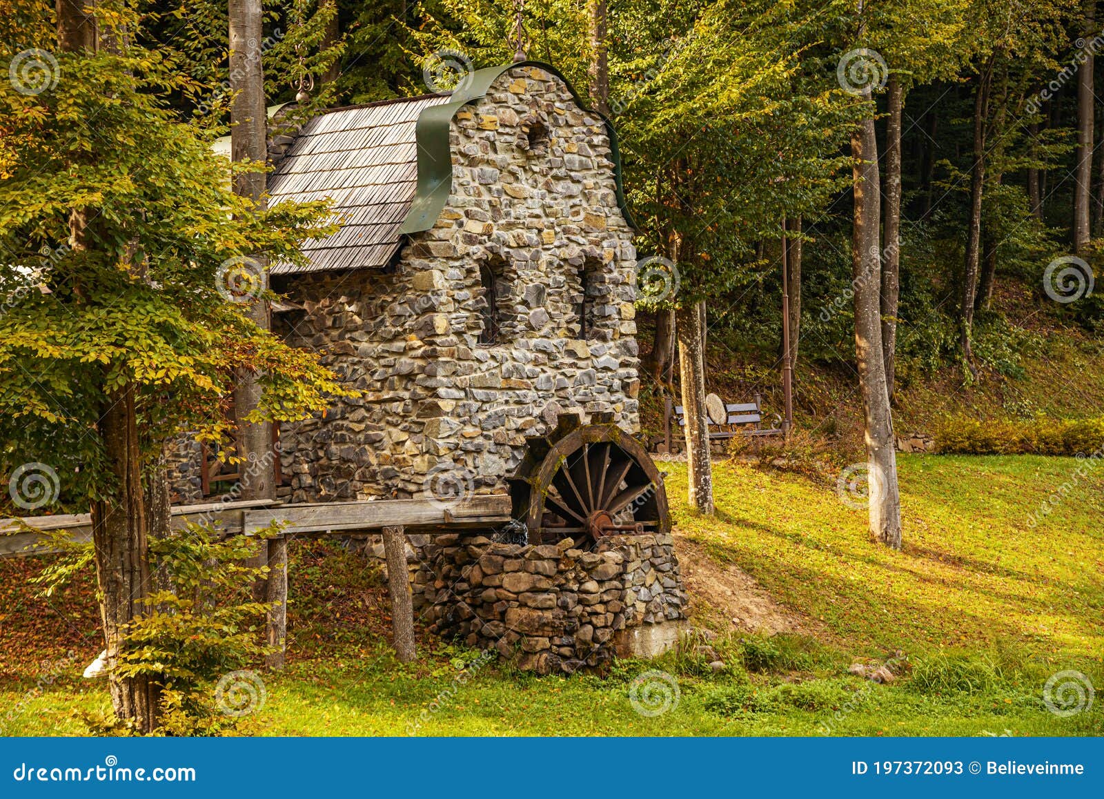 Old water mill. stock image. Image of milling, corn - 197372093