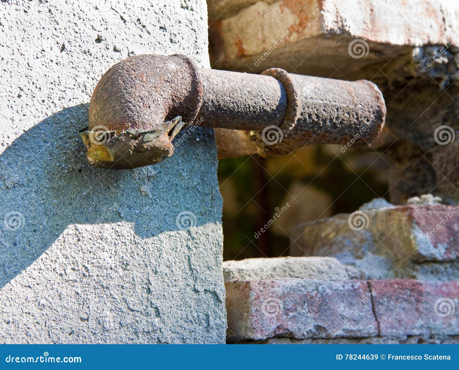 Old Water Pipes in Front of Wall Stock Image - Image of wall, brick ...
