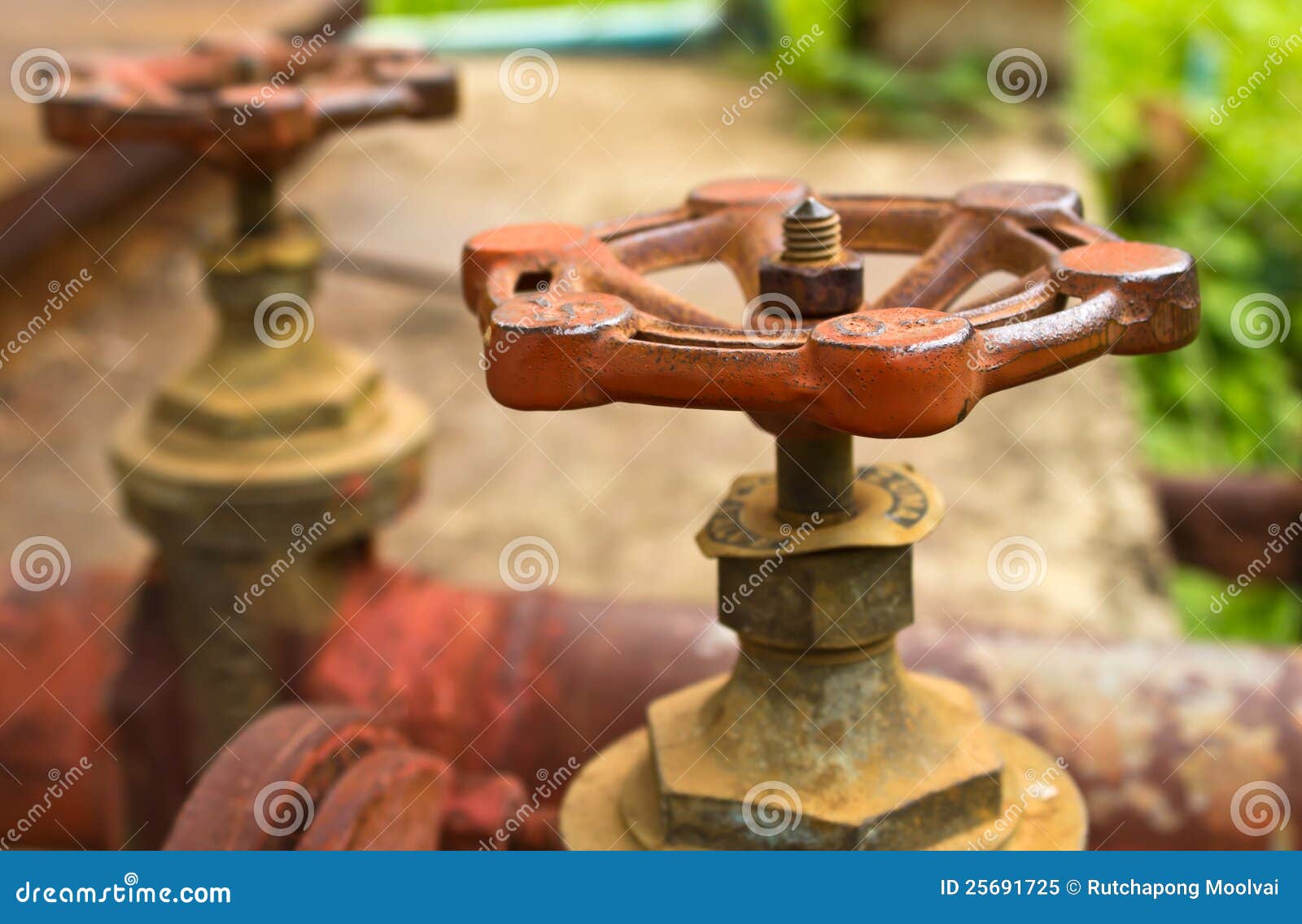 Old water pipes and valves stock image. Image of fluid - 25691725
