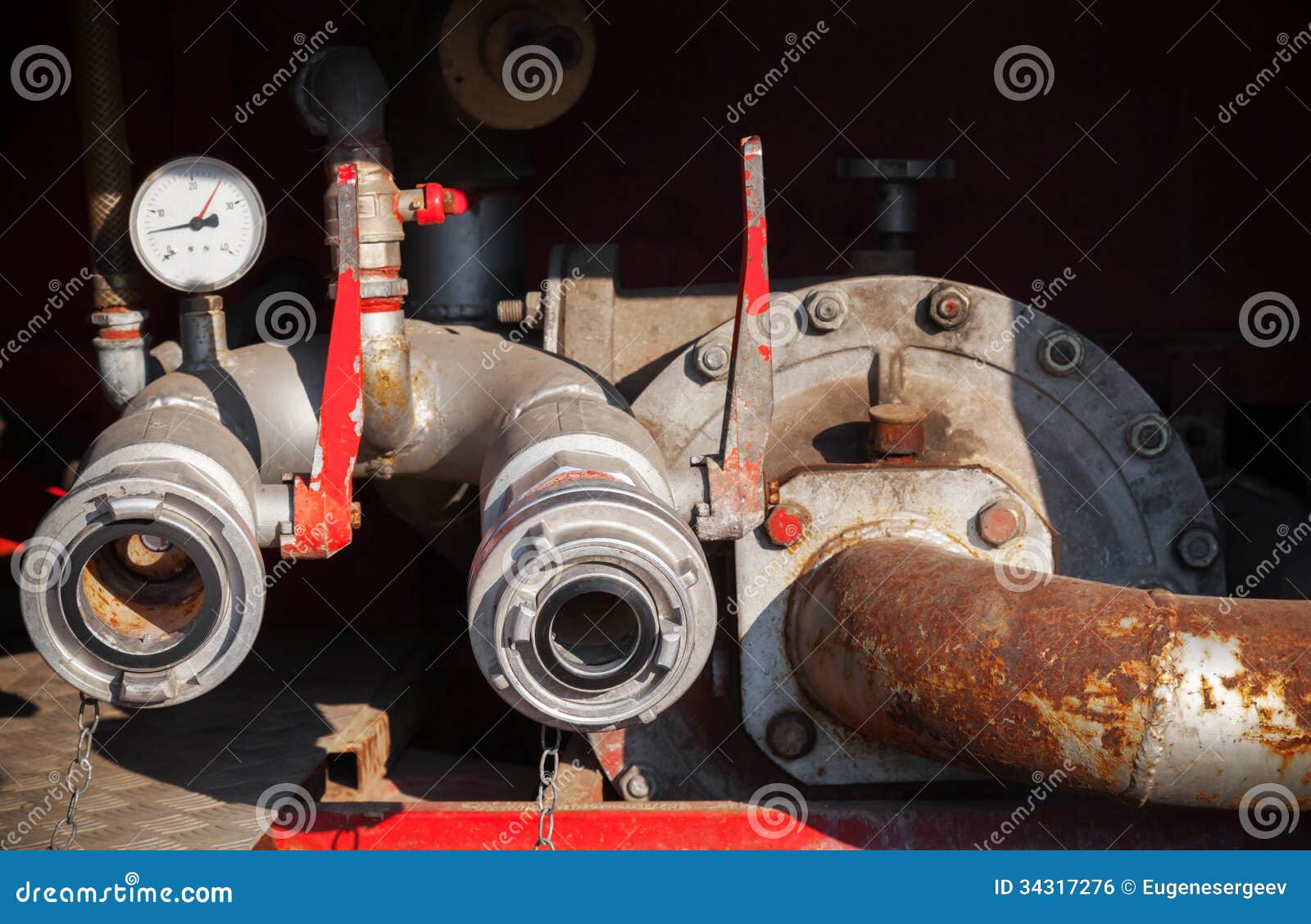 Old Water Pump with Hydrants Stock Photo - Image of firefighting, pump ...