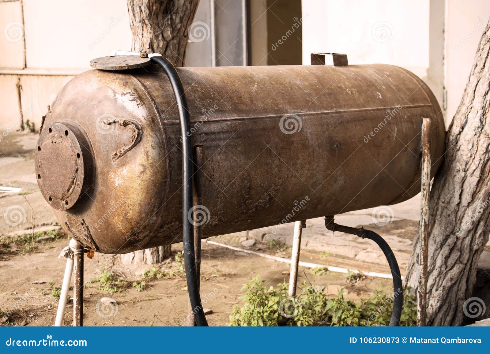 Metal water tank stock image. Image of blue, preserve - 106230873