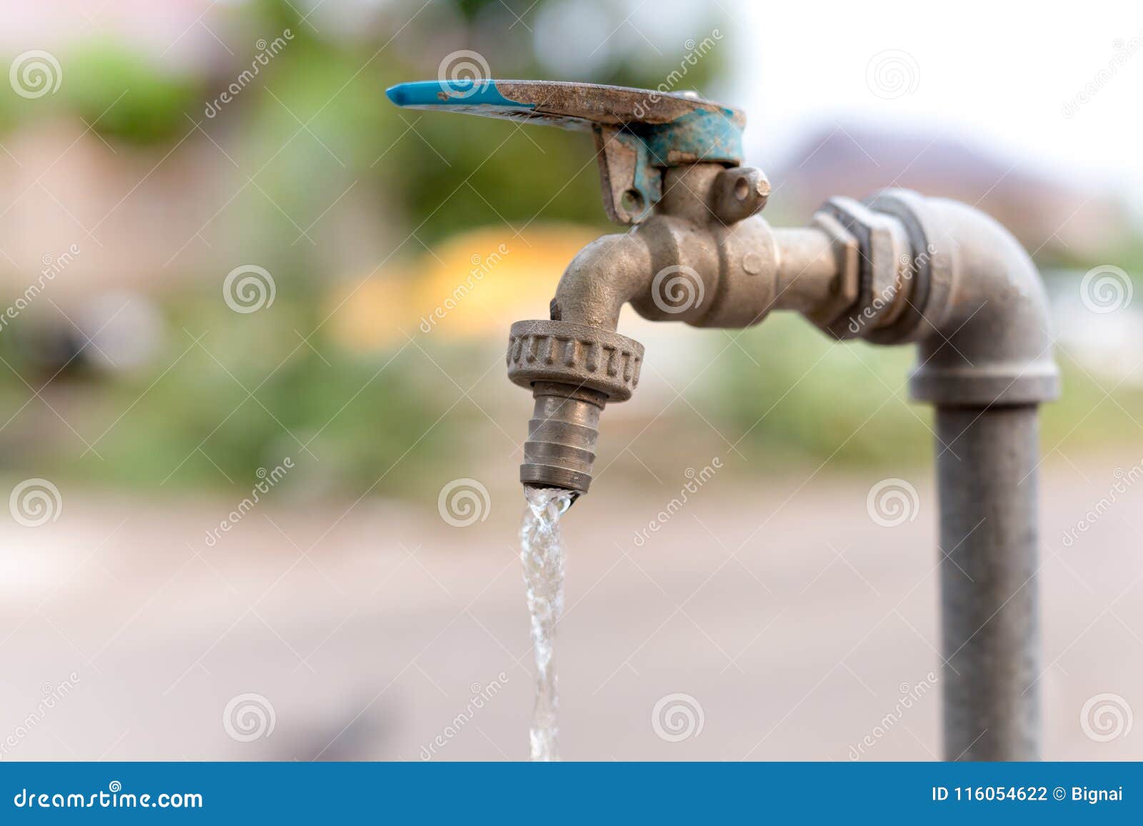 Old Water Tap with Flowing of Water Stock Photo - Image of environment ...