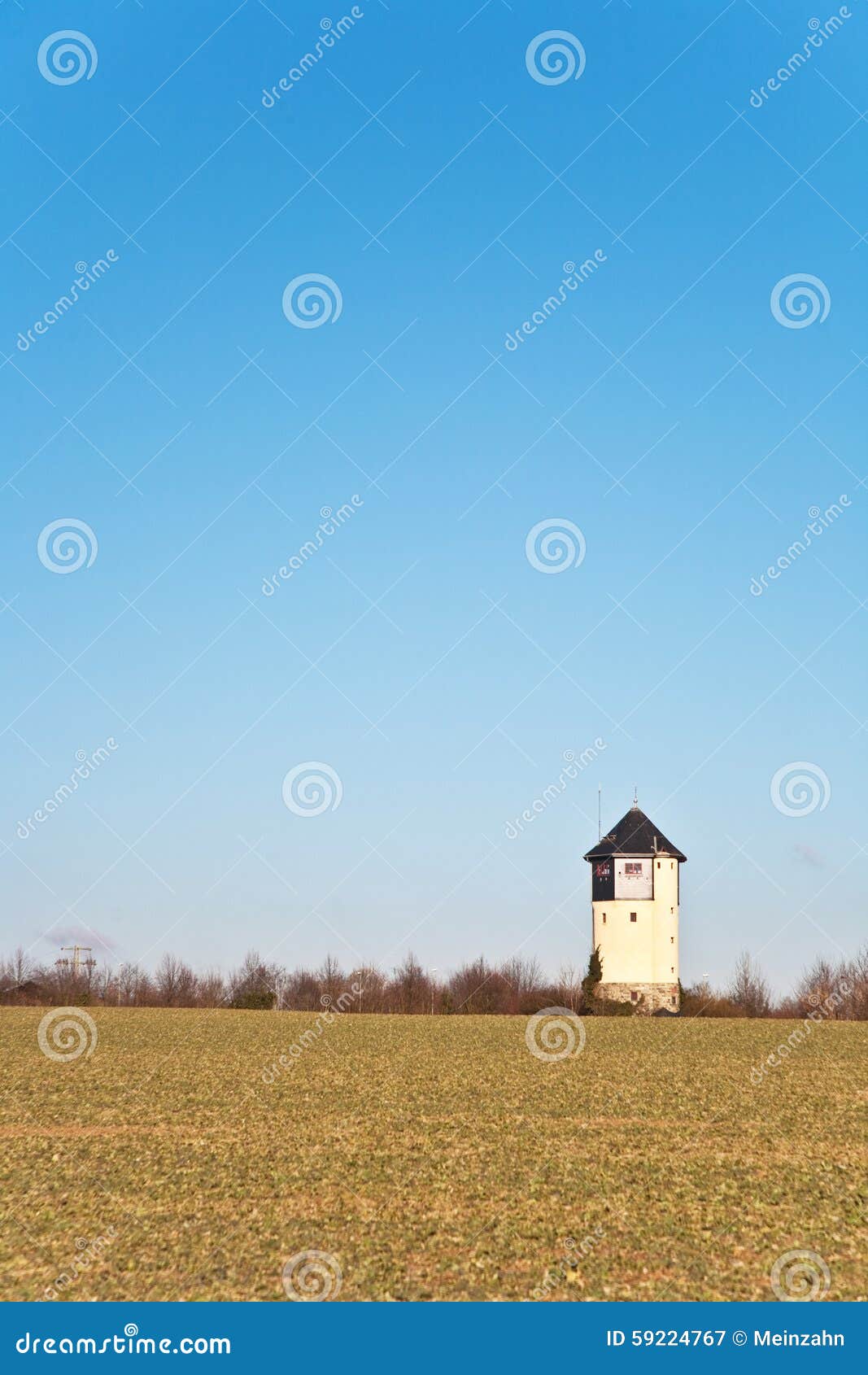 Old Water Tower in Landscape with Blue Sky Stock Image - Image of clear ...