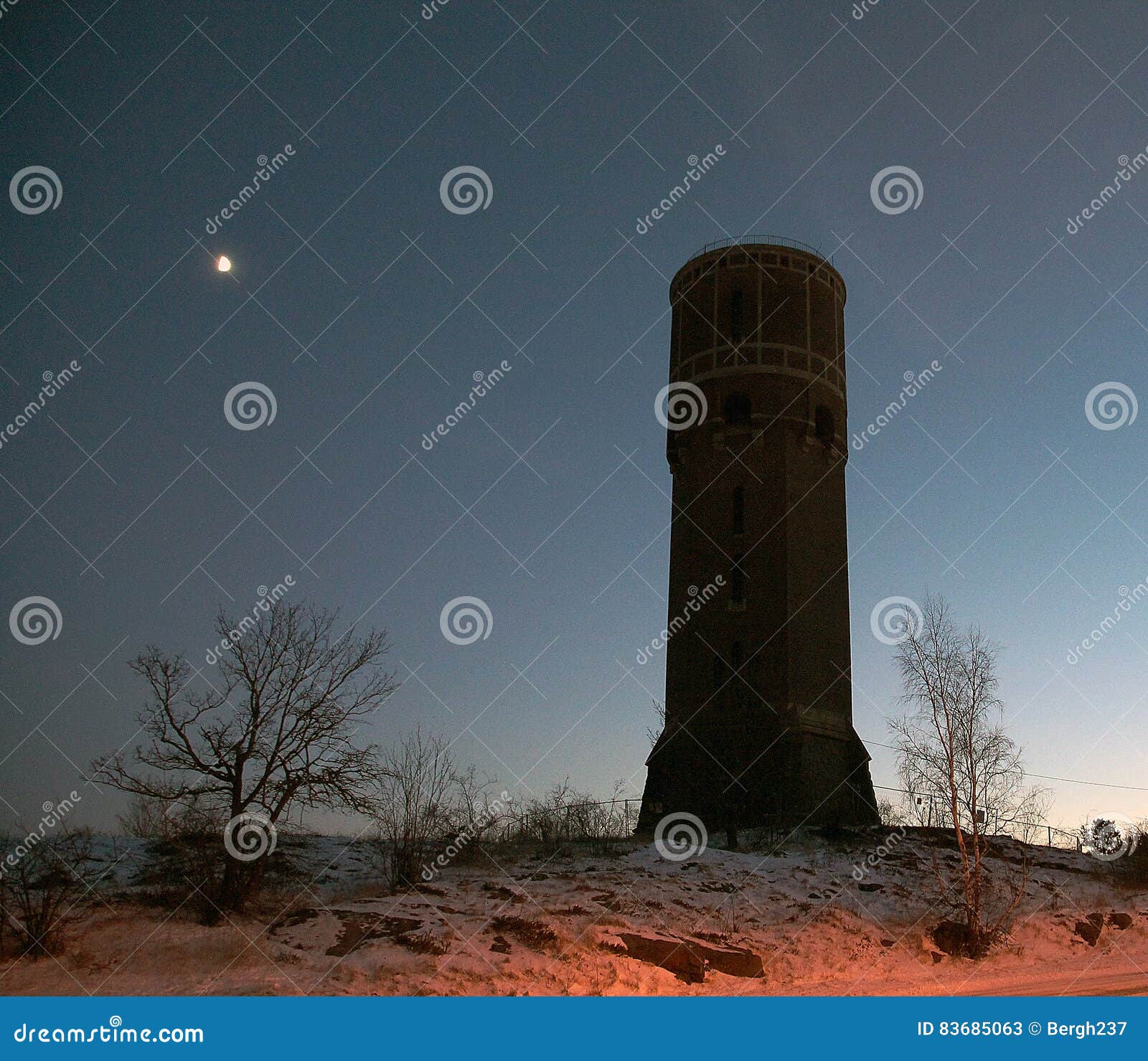 The old water-tower. editorial stock photo. Image of dark - 83685063