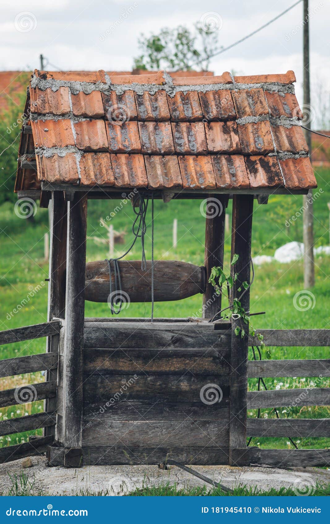Old water well on the farm stock photo. Image of nature - 181945410