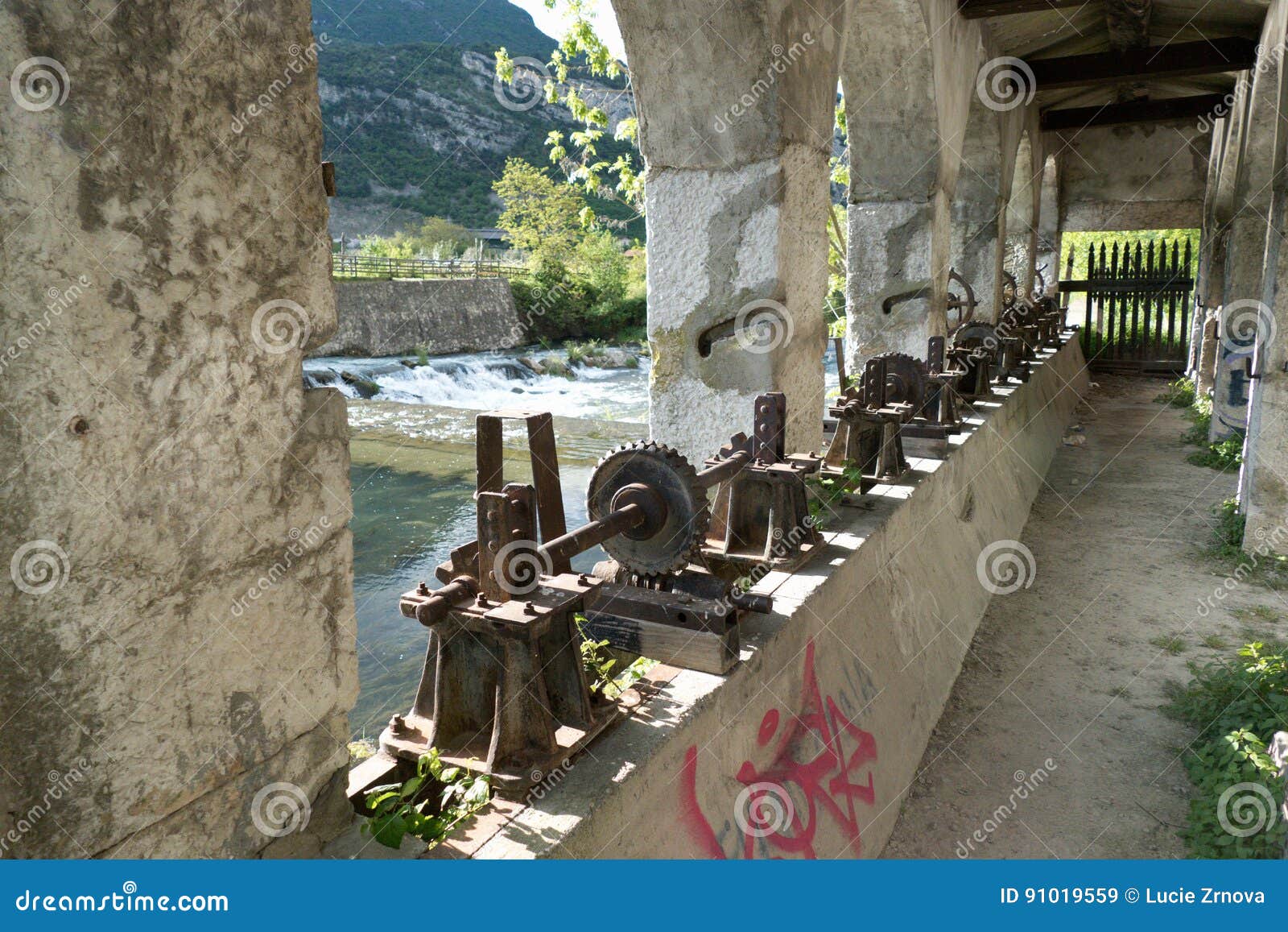 Old Water Work Structure with Wheels Stock Image - Image of house ...