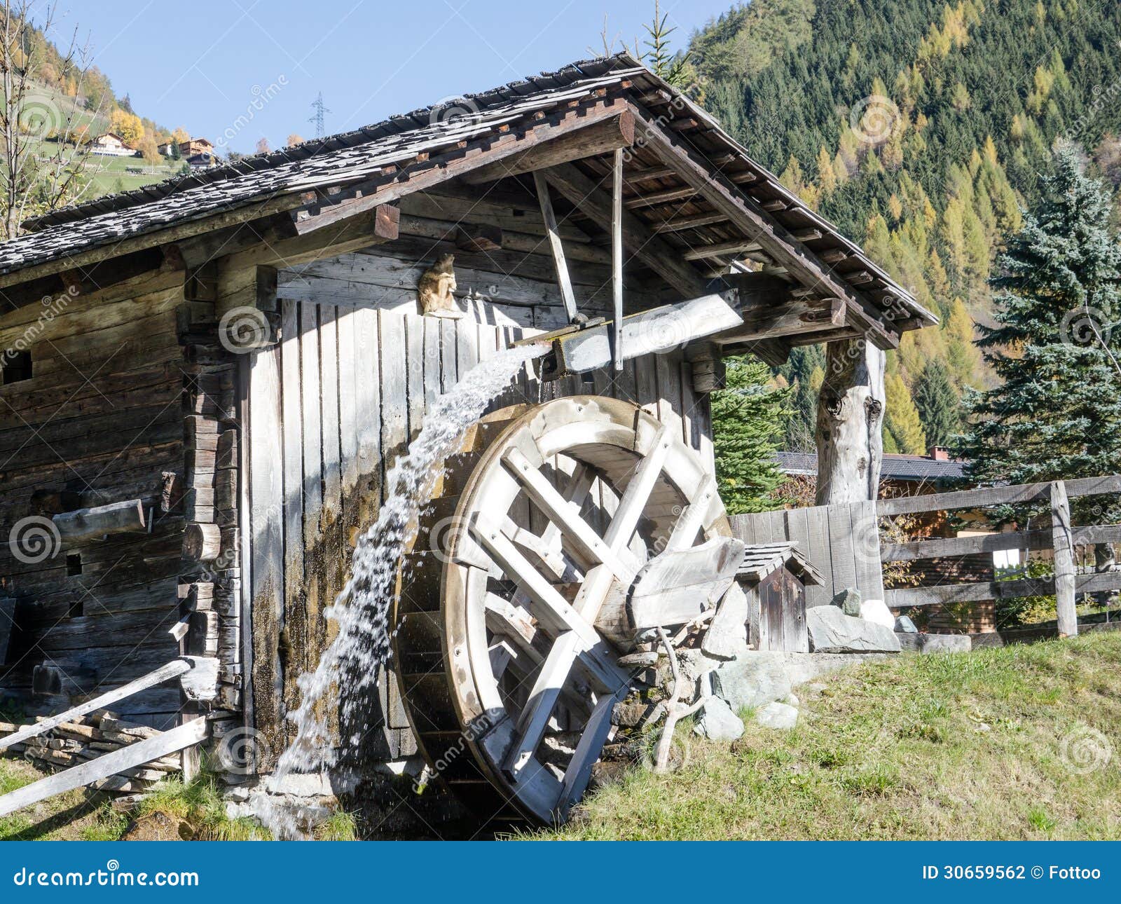Old watermill stock photo. Image of flowing, rural, gray - 30659562