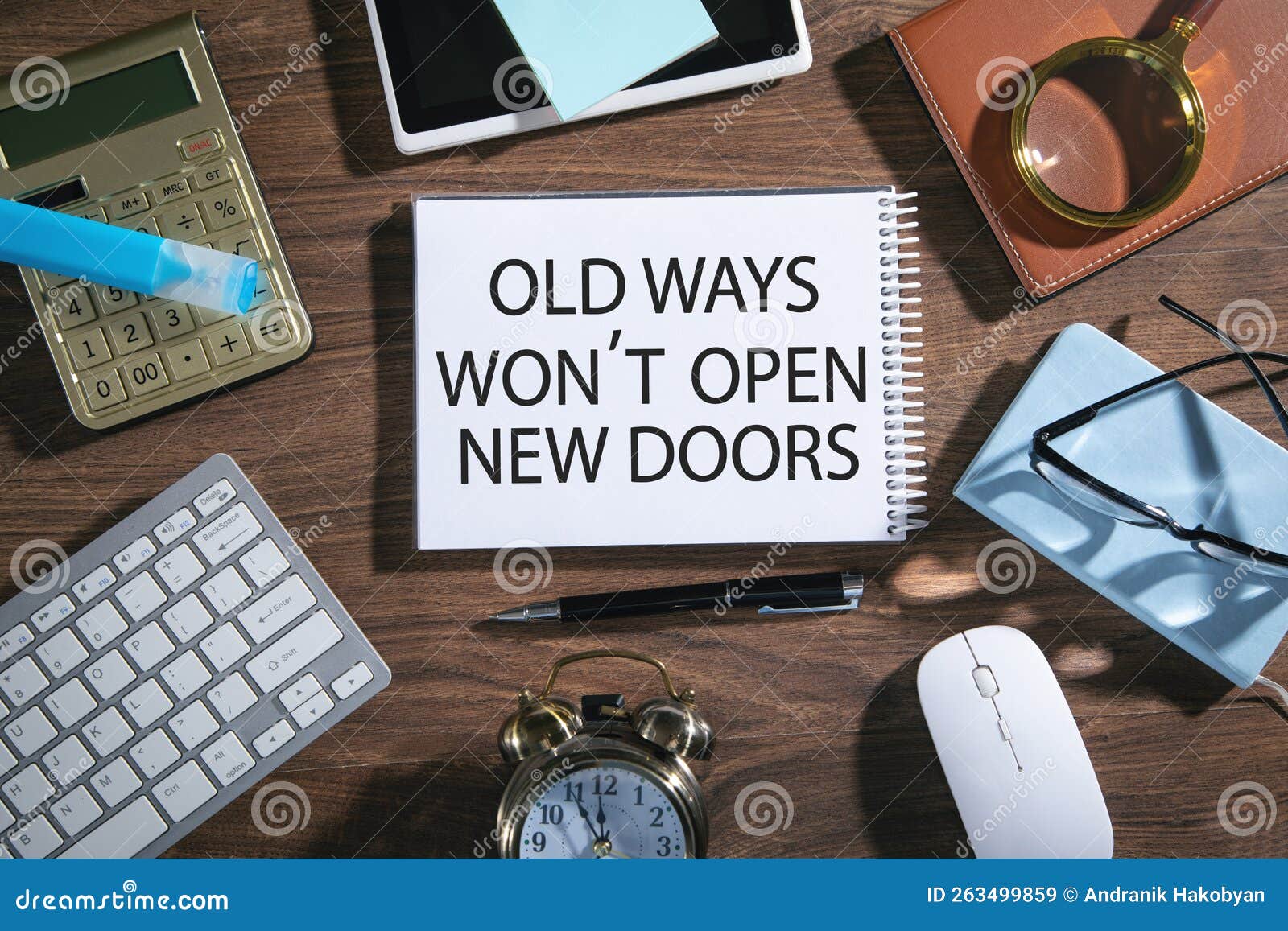 Old Ways Won`t Open New Doors on Notepad. Motivational Quote Stock ...