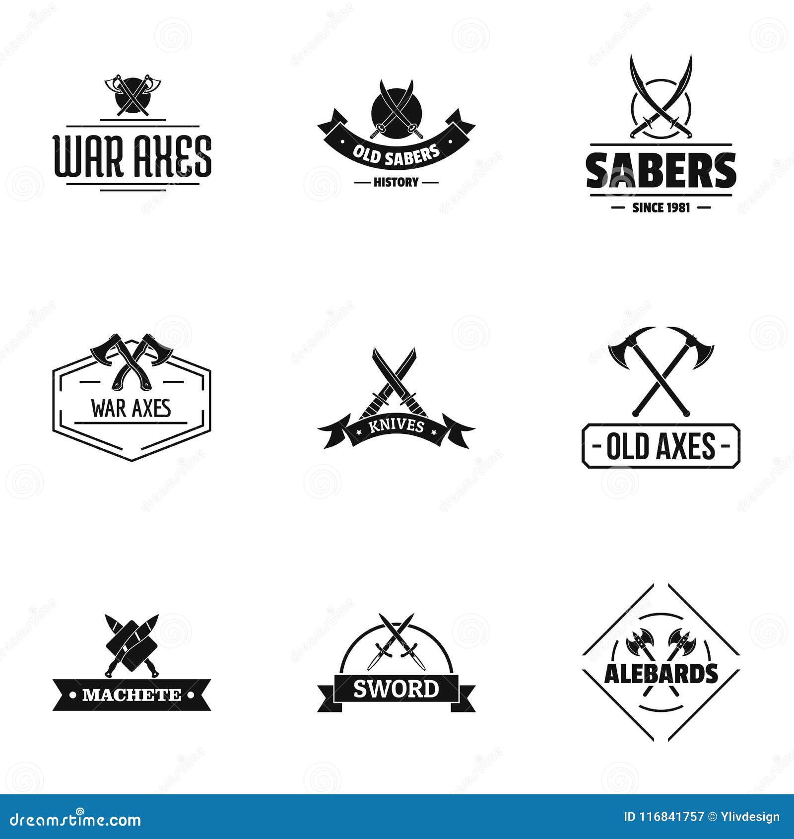 Old Weapon Logo Set, Simple Style Stock Vector - Illustration of ...