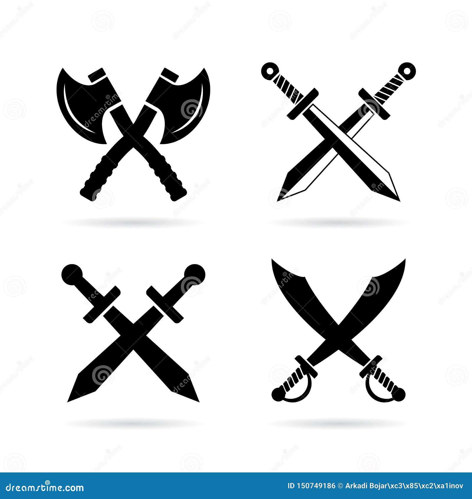 Bow Weapon Vector Black Set Icon. Vector Illustration Longbow On White ...