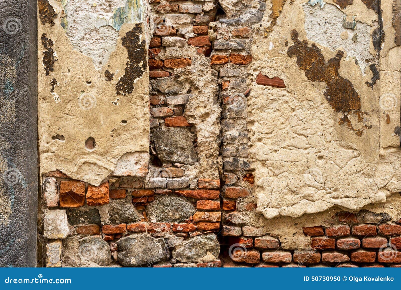 Old weathered brick wall stock photo. Image of construction - 50730950