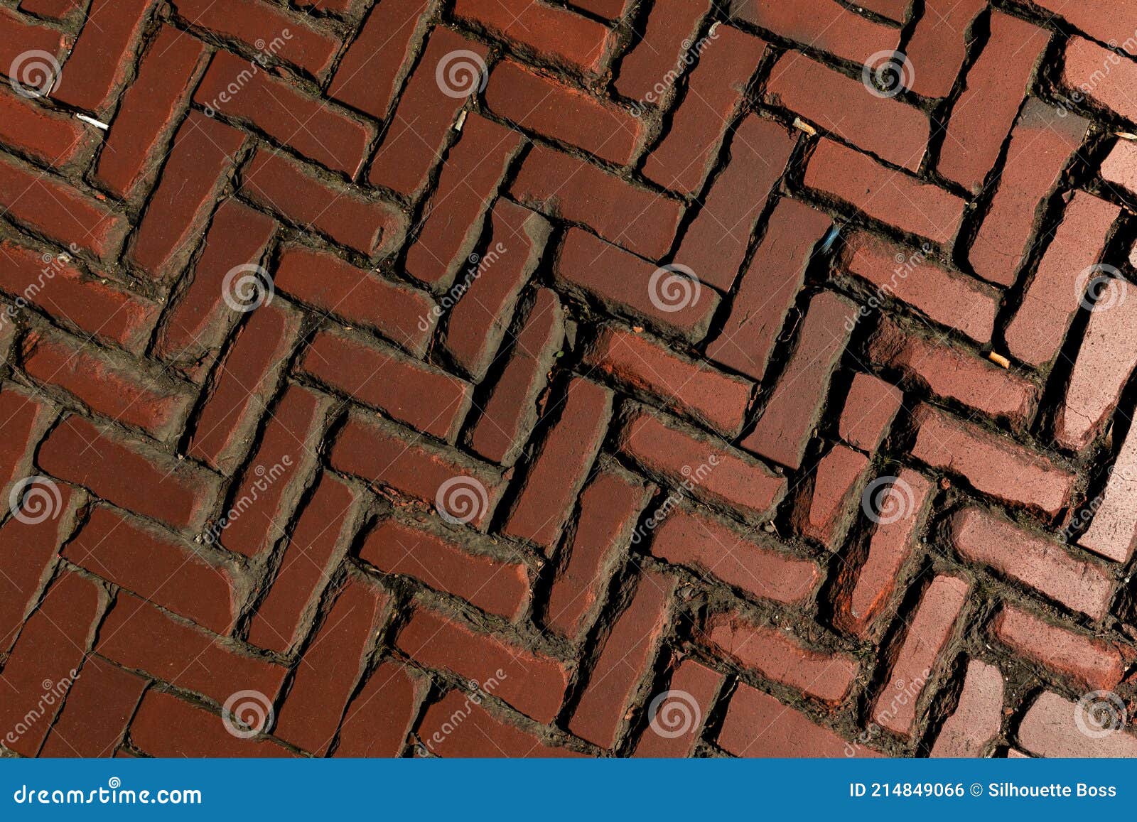 Old Weathered And Broken Chipped Brick Road From Naturally Shiny Brick ...