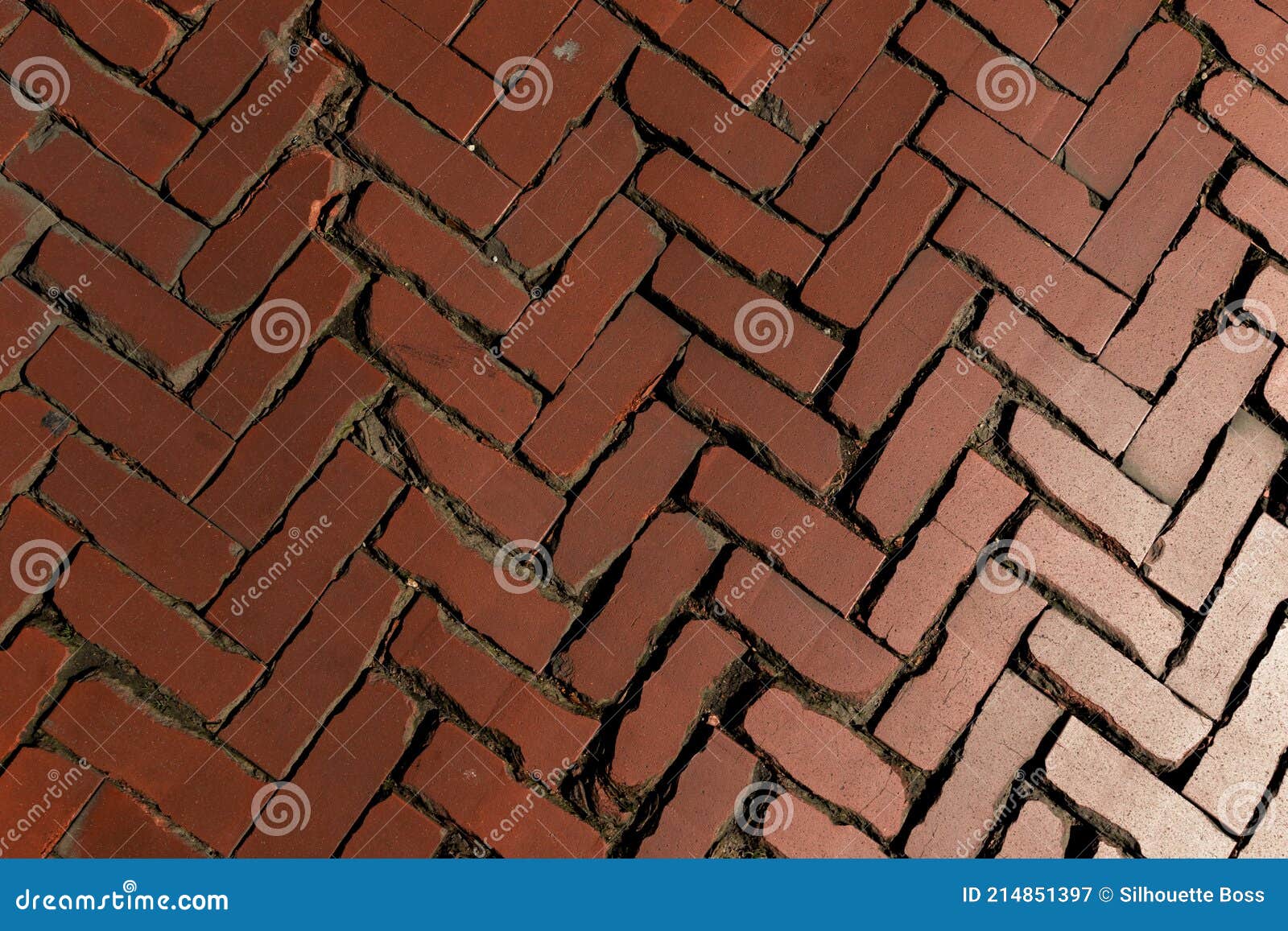 Old Weathered And Broken Chipped Brick Road From Naturally Shiny Brick ...