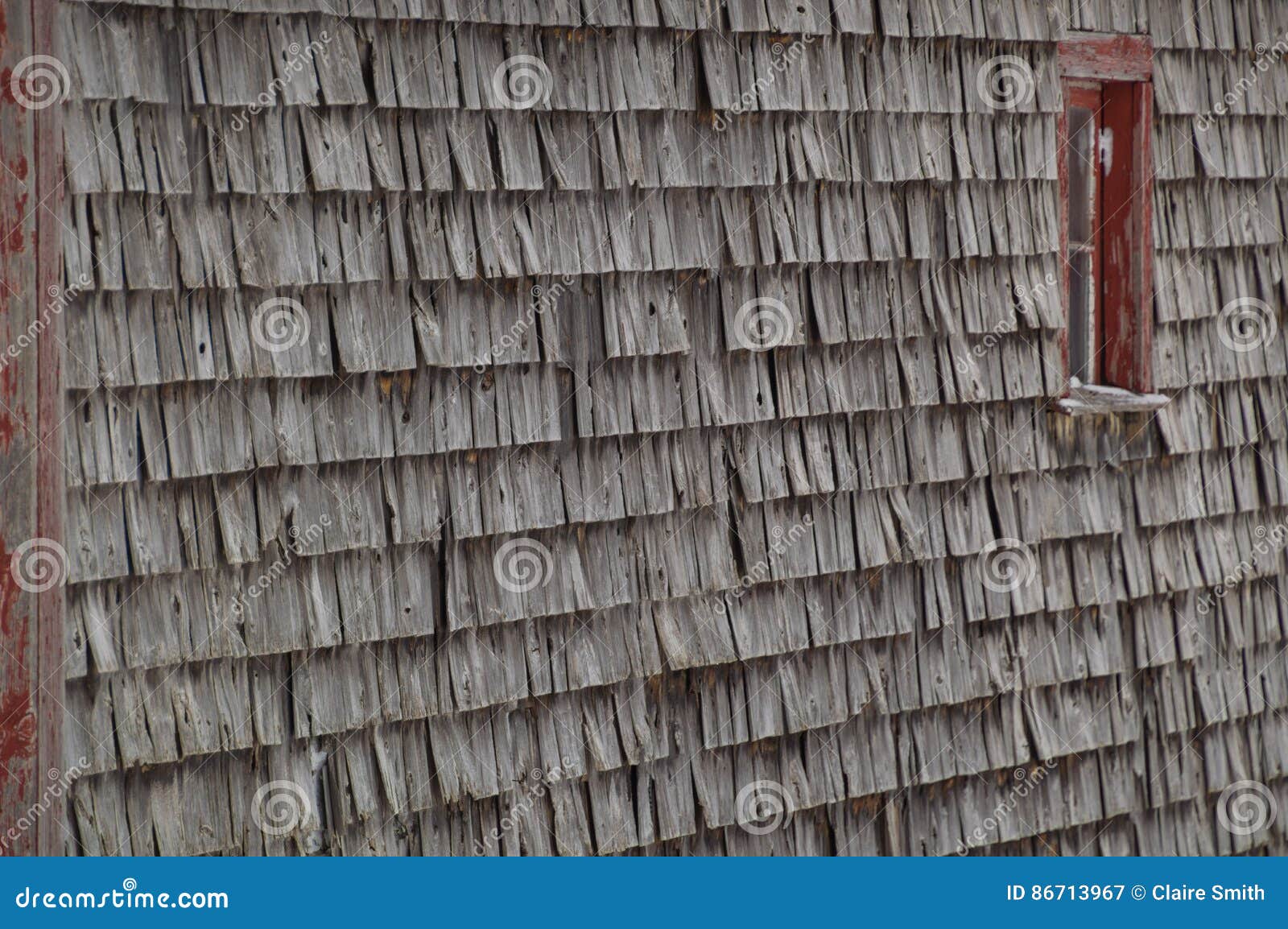 Old Weathered Cedar Shakes Shingles Barn with Red Window Stock Image ...